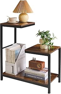Amazon.com: Aibiju G-Shaped End Table, 3 Tier Side Table with Metal ...