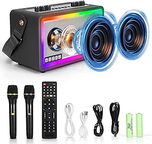 Amazon.com: Karaoke Machine,Karaoke Speaker with 2 UHF Wireless ...