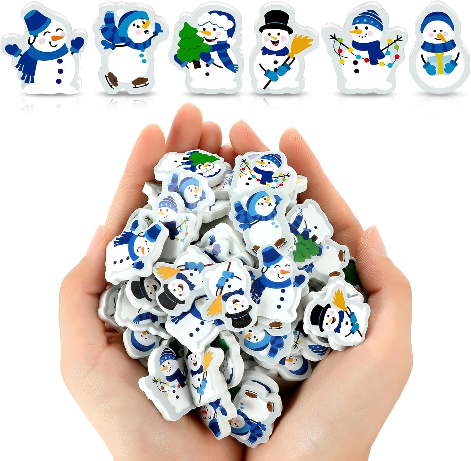 Amazon.com: Tenare 150 Pcs Mini Cartoon Erasers Bulk Assortment Winter Theme Erasers for ...