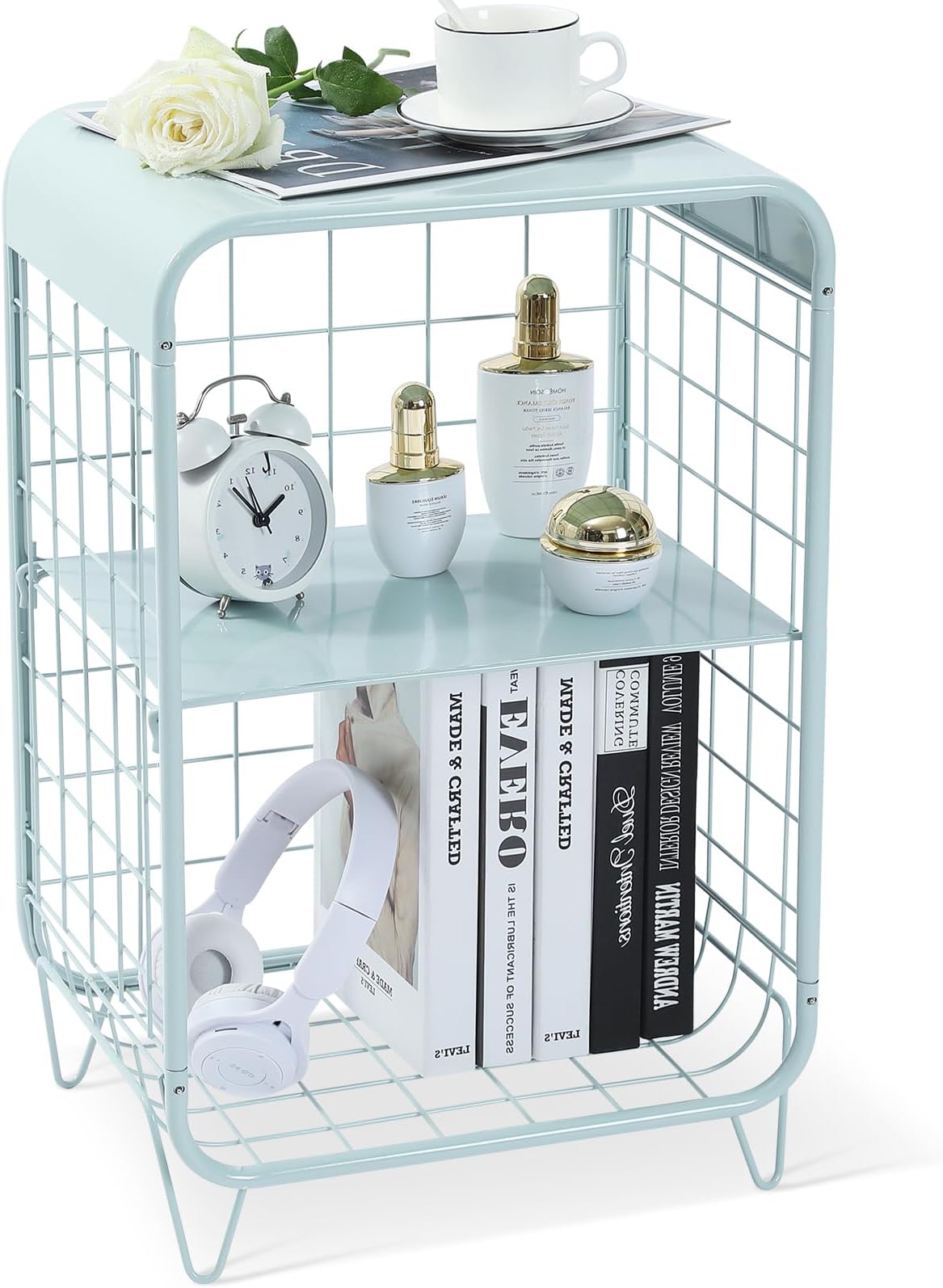 Amazon.com: SYKIARIOL Metal Side Table,Cute Nightstand, 4-Tier End ...