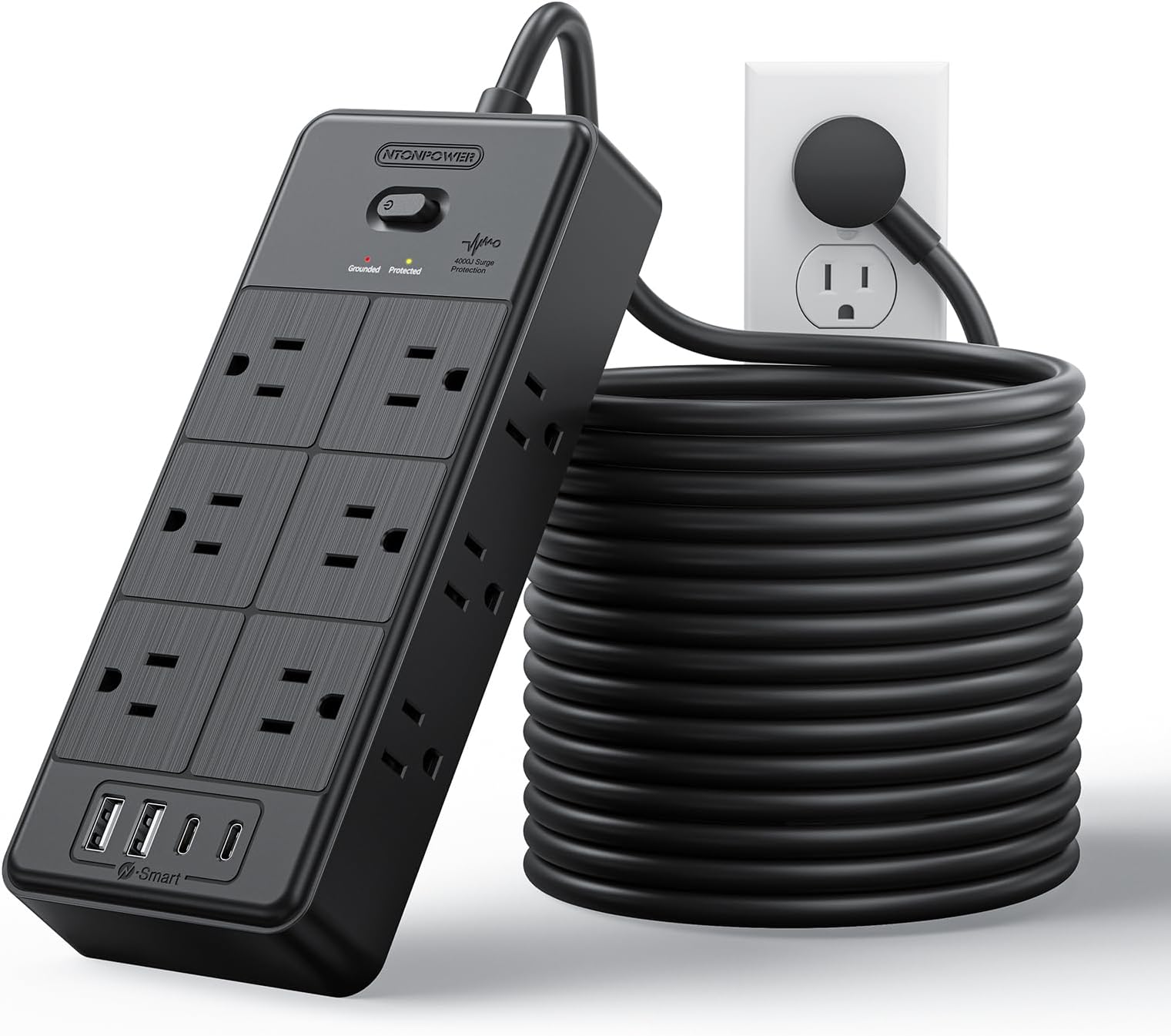 Amazon.com: BESTEK 4,000 Joules Surge Protector with USB, Power Strips ...
