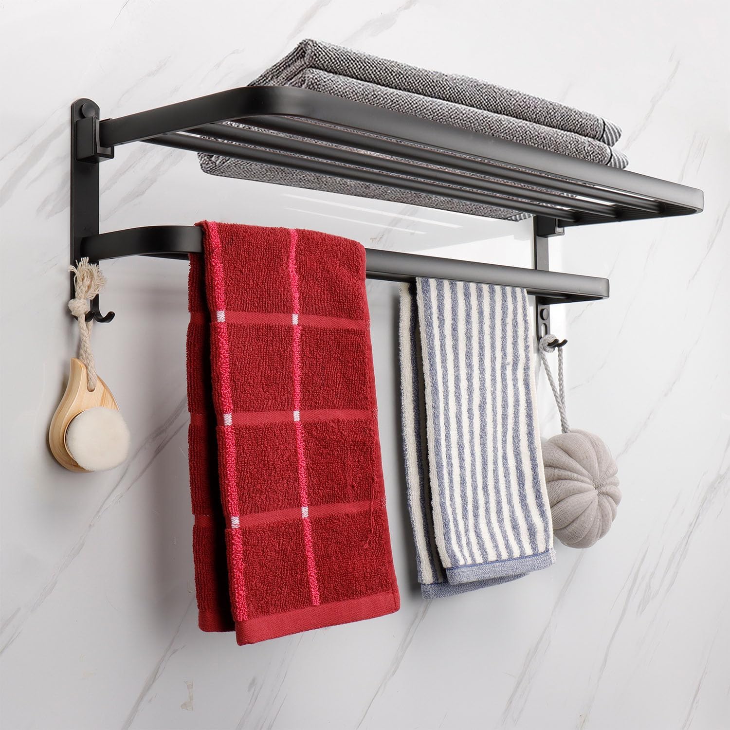 Amazon.com: TocTen Towel Rack for Bathroom, Foldable Towel Holder with ...