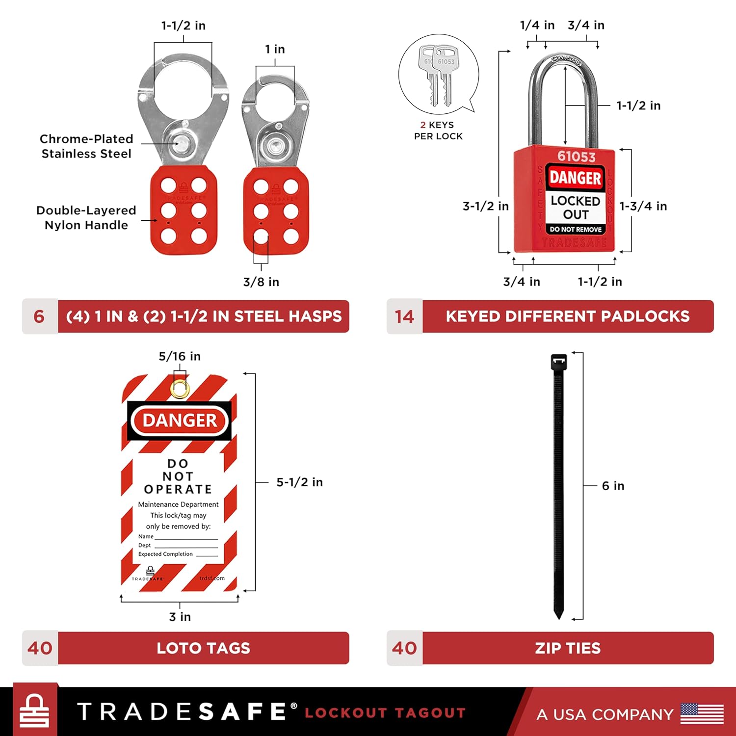 TRADESAFE Lockout Tagout Station - 14 Pack Safety Lock Set with ...