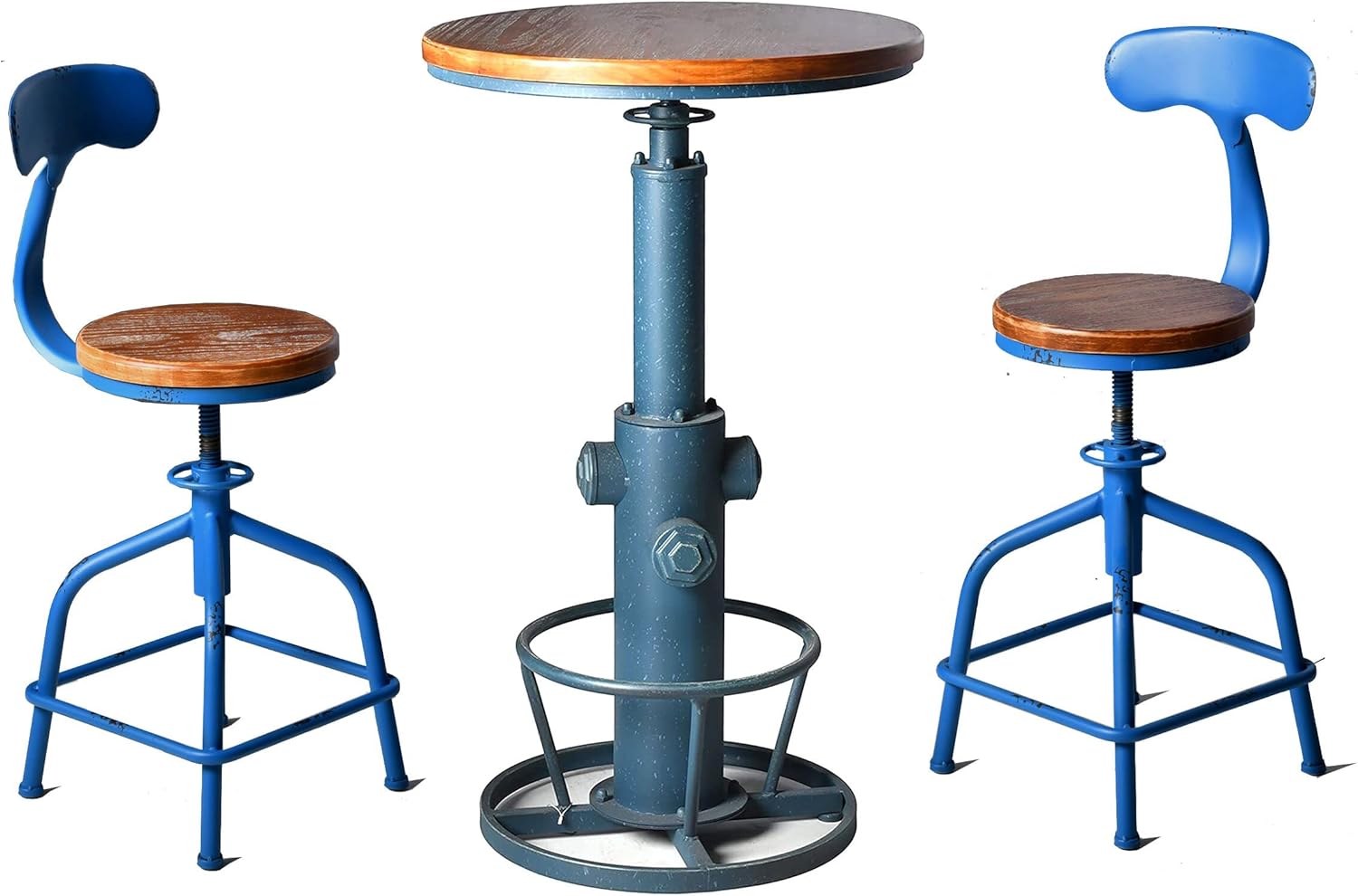 Amazon.com - Topower 3-Piece Pub Bar Set Industrial Round Bar Table and ...