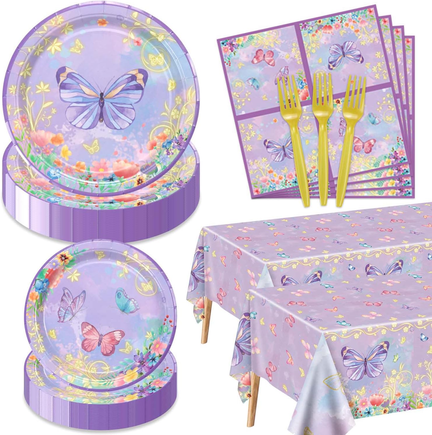 Amazon.com: 162 Pieces Butterfly Birthday Decorations - Purple ...