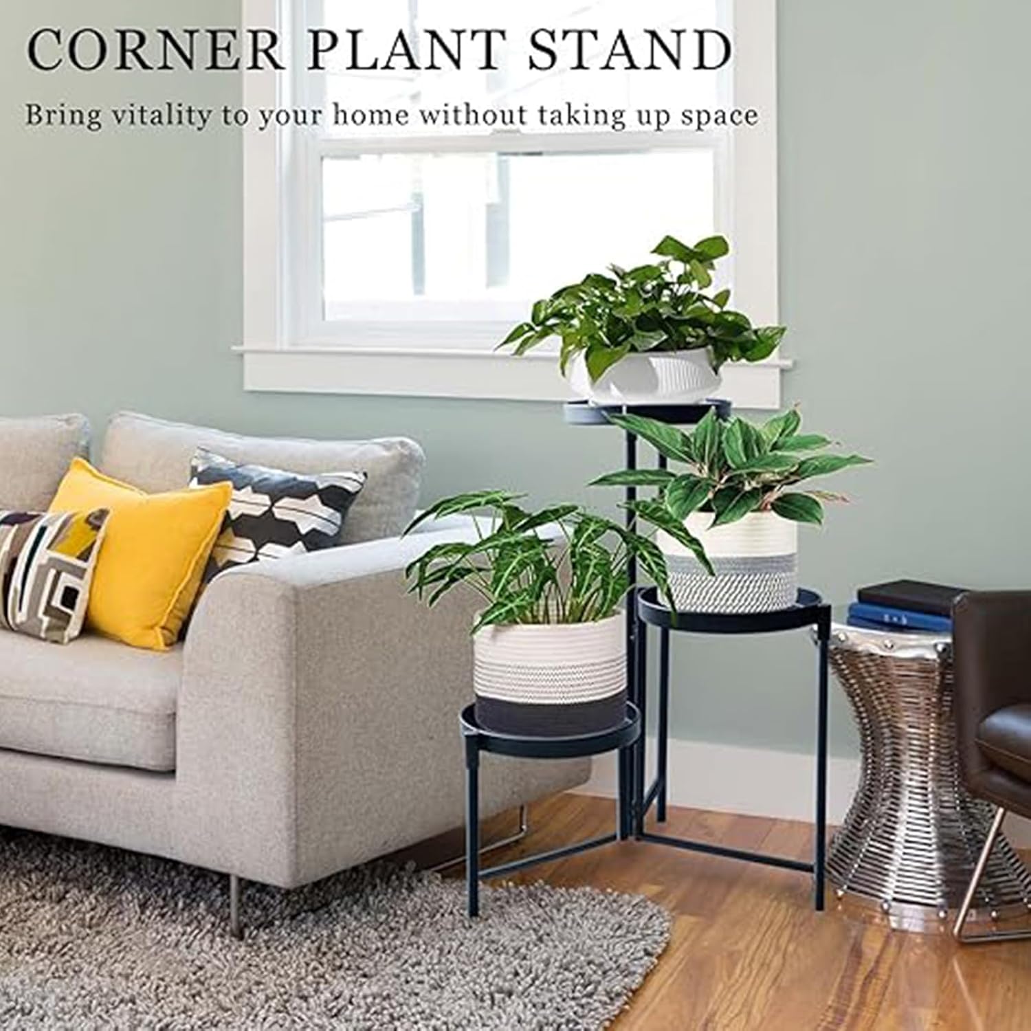3 Tier Plant Stand Indoor Outdoor – Tall Metal Flower Pot Holder Potted ...