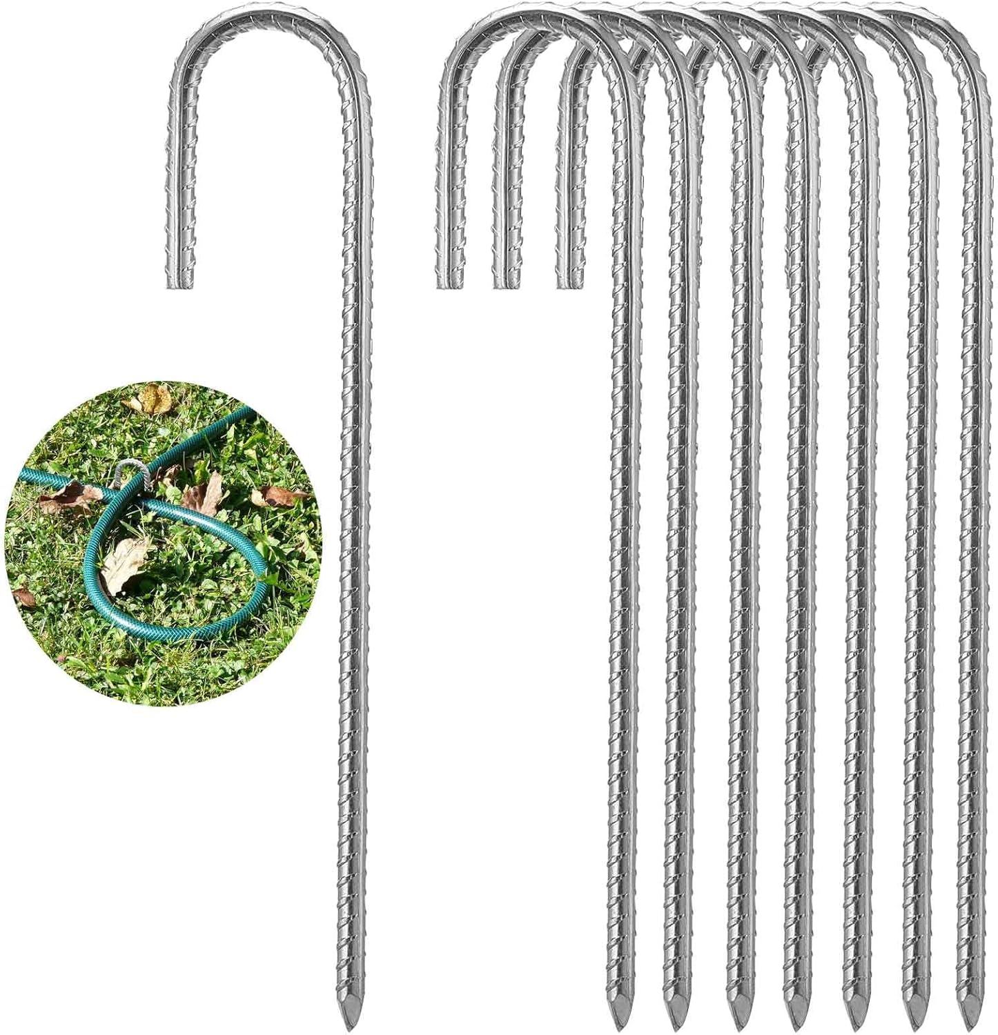 Amazon.com : LalaKoo Rebar Stakes 12 inch - 8 Pack J Hook Ground ...