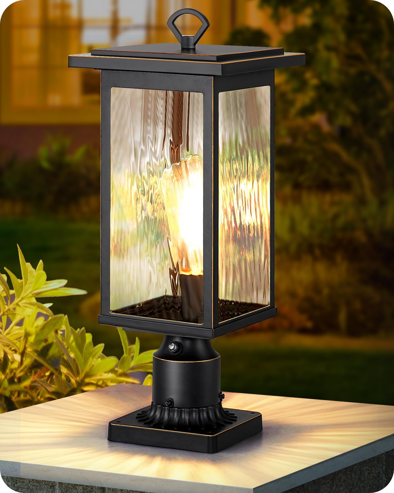 EDISHINE Large Dusk to Dawn Post Lights Outdoor, 19''H Lamp Post ...