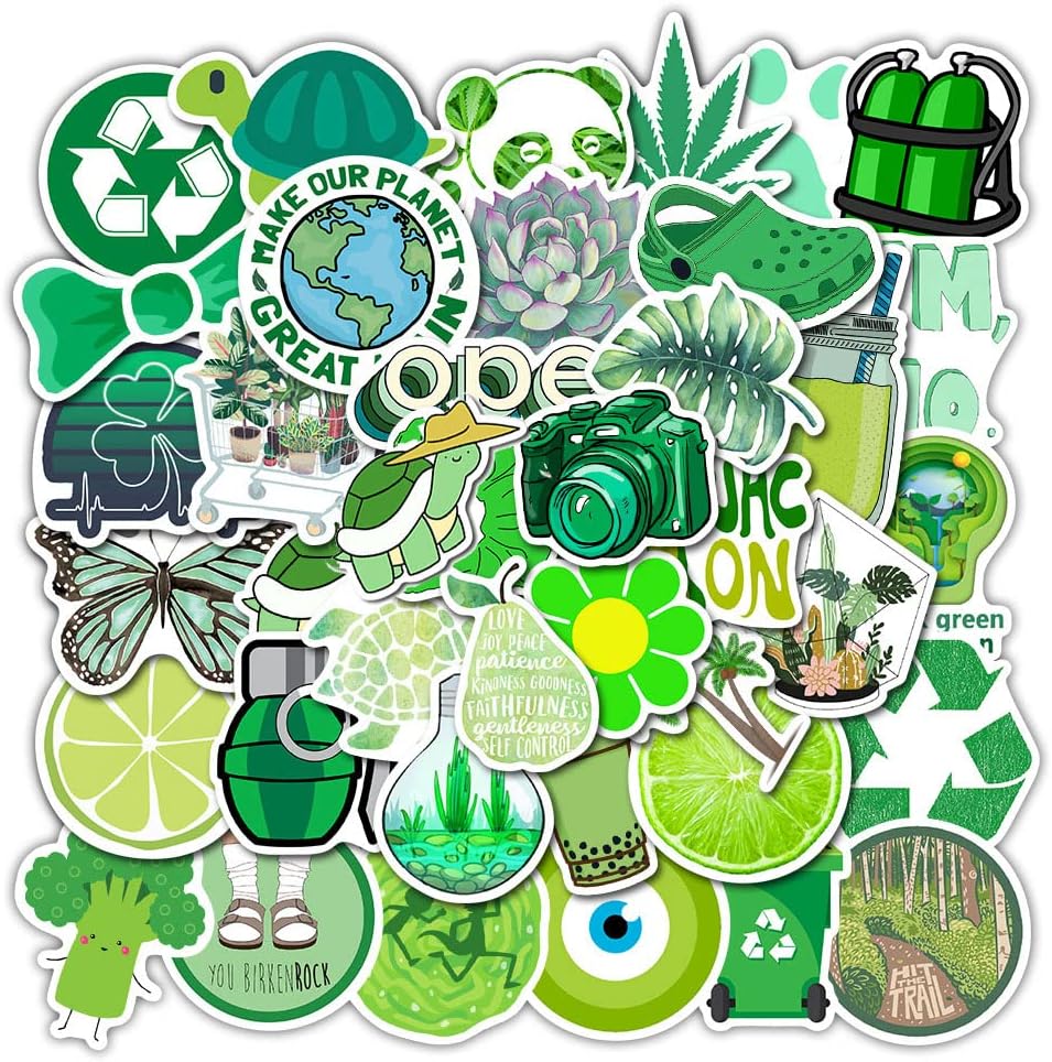 Amazon.com: 100 Pcs Green Stickers Pack for Teens Girls Boys, Girl's ...