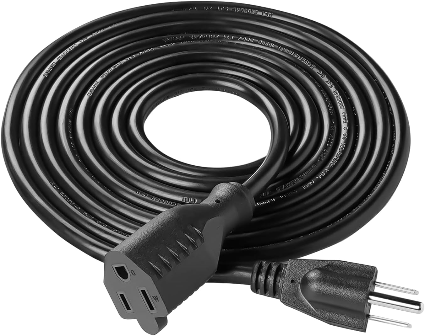 10 Ft Outdoor Extension Cord Black - Heavy Duty Waterproof SJTW 16/3 ...