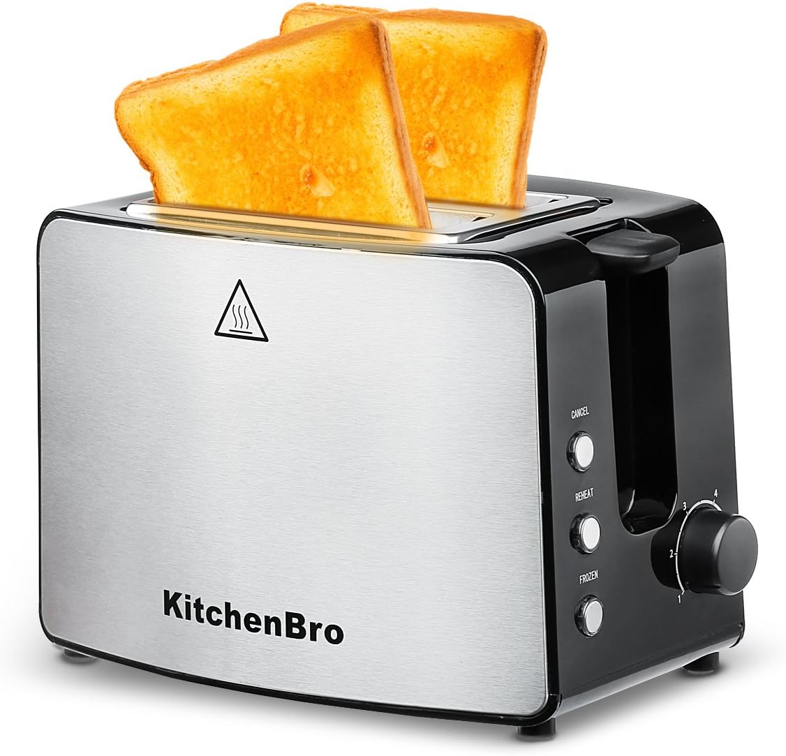 Amazon.com: Toaster 2 Slice, Compact Bread Toasters Stainless Steel ...