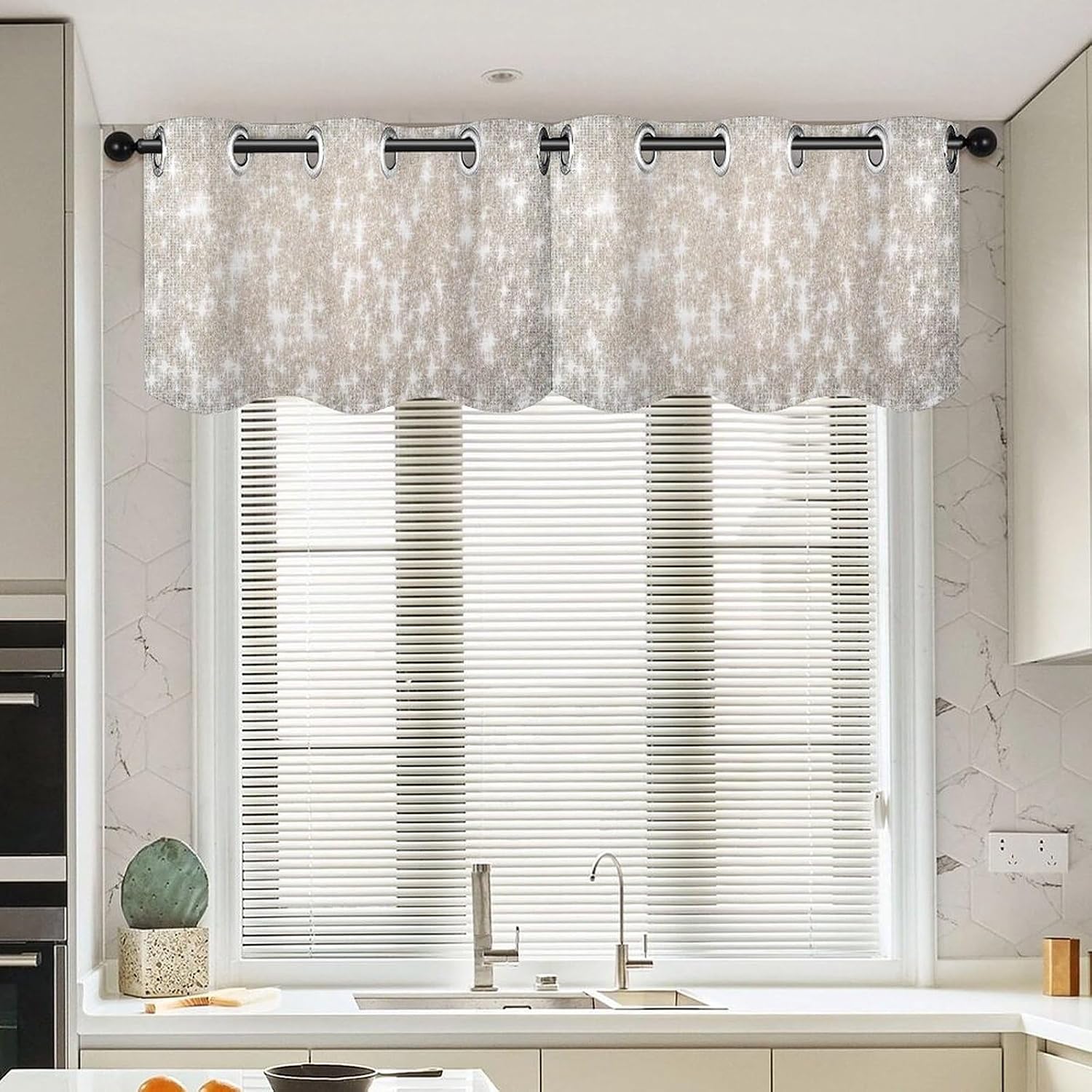 Amazon.com: WINTYE 2Pack Short Valance Curtains 3D Shiny Glitter Bling ...