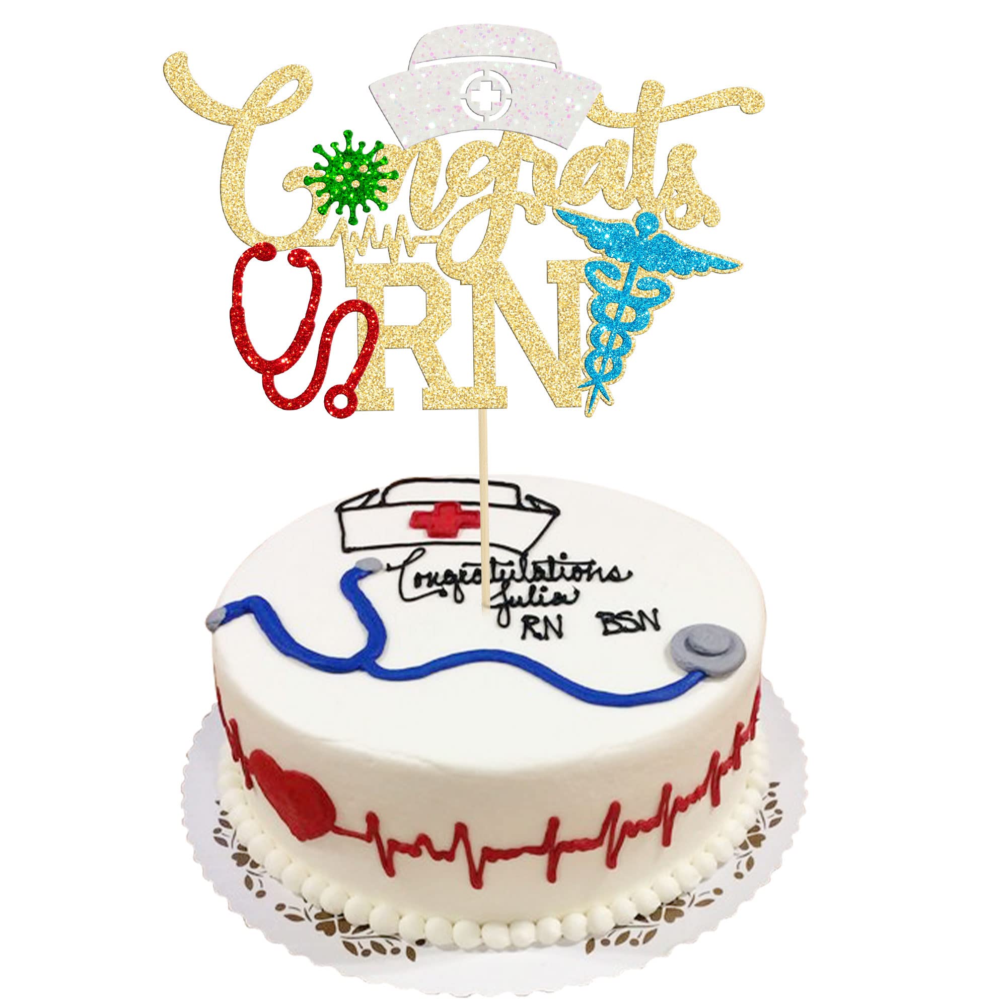 Amazon.com: Gyufise 1Pcs Congratulations RN Cake Topper RN Graduation ...