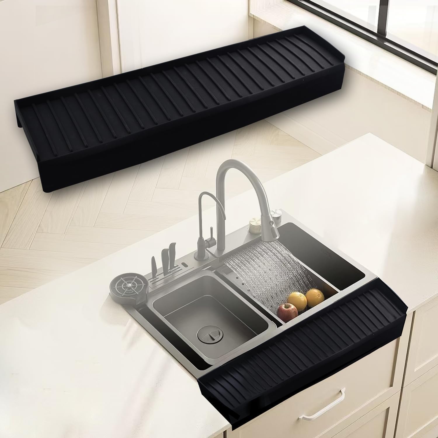 Silicone Sink Edge Protector ＆ Splash Guards, Fits 3.75"~4" Wide ...