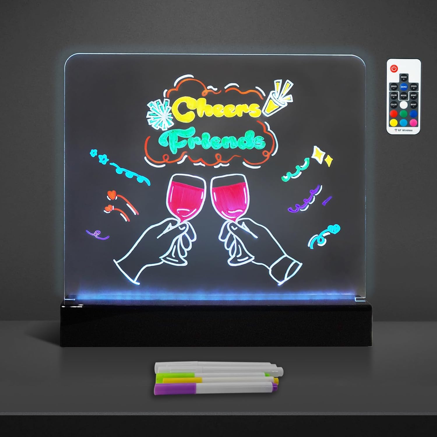 Amazon.com : SHOOFFICE Acrylic Light up Dry Erase Board, LED Note Board ...