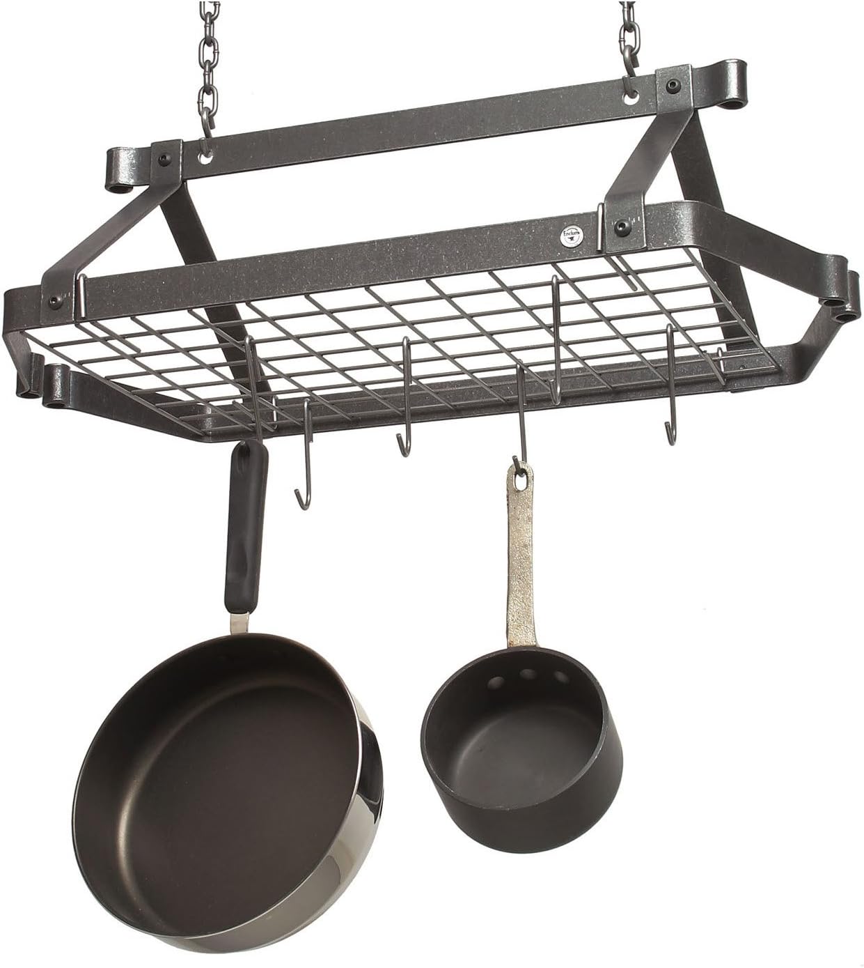 Amazon.com: Old Dutch Oval Hanging Pot Rack with Grid & 24 Hooks, Satin ...