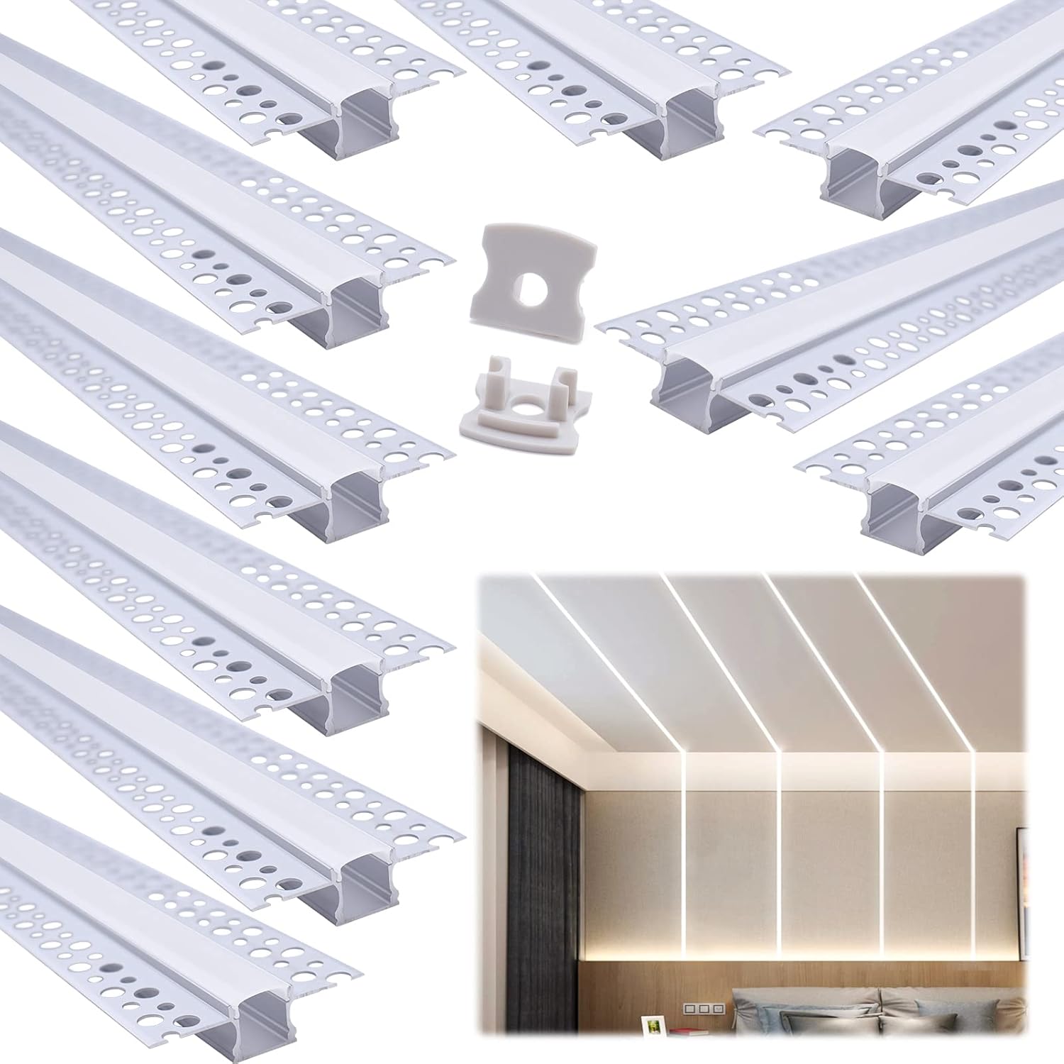 Amazon.com: Muzata 10Pack 3.3ft Plaster in Trimless LED Channel with ...