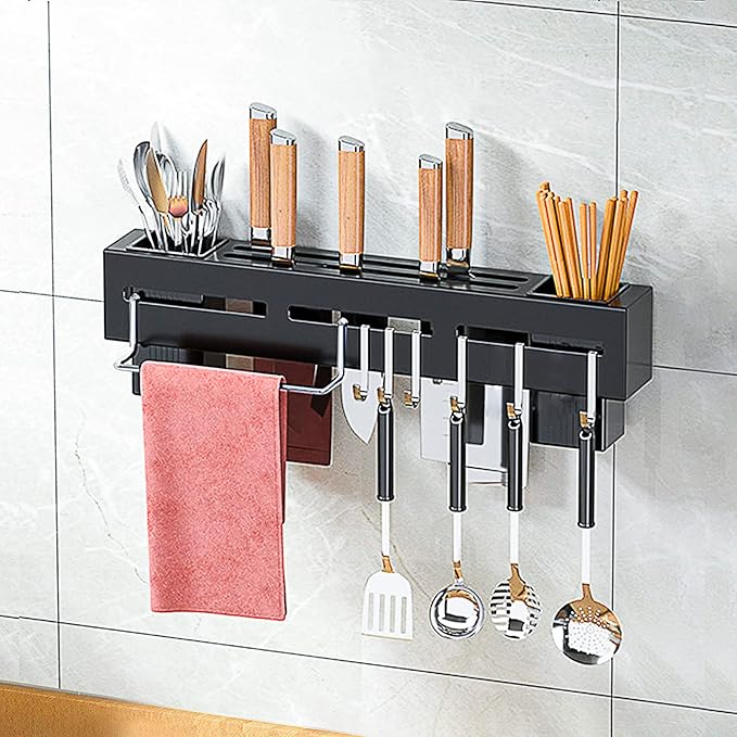 Amazon.com - Jaugufiy Kitchen Wall Mount Utensil Rack, Cookware Cutlery ...