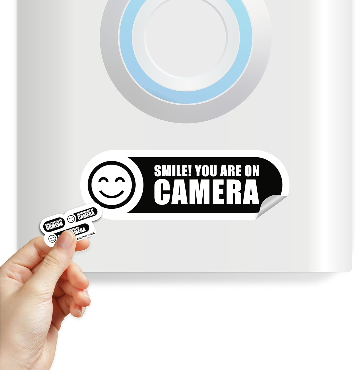 Amazon.com: Tiny Smile You are on Camera Sticker for Doorbell | 3 Sizes ...