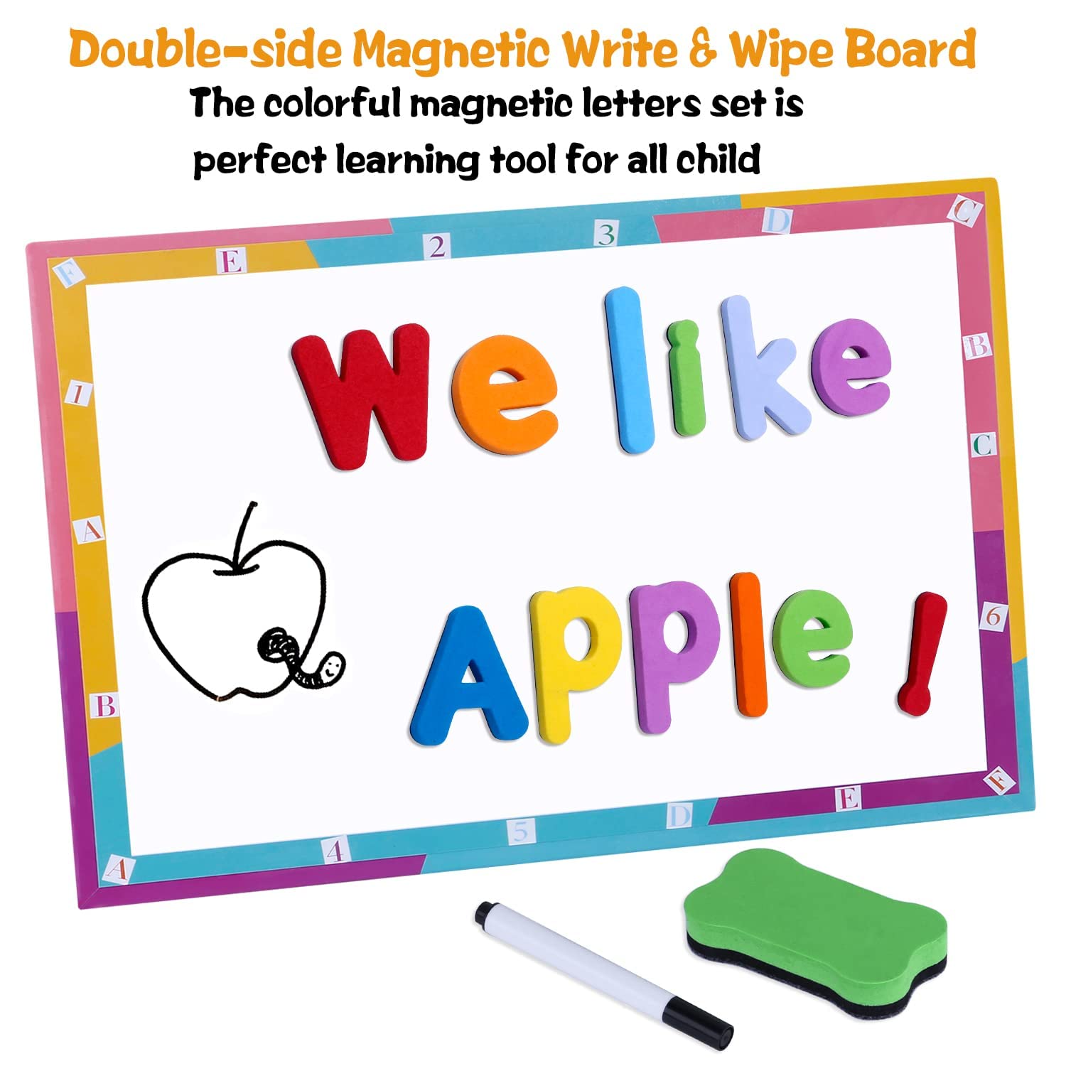 225PCS Magnetic Letters and Numbers for Kids with Double-Side Magnet ...