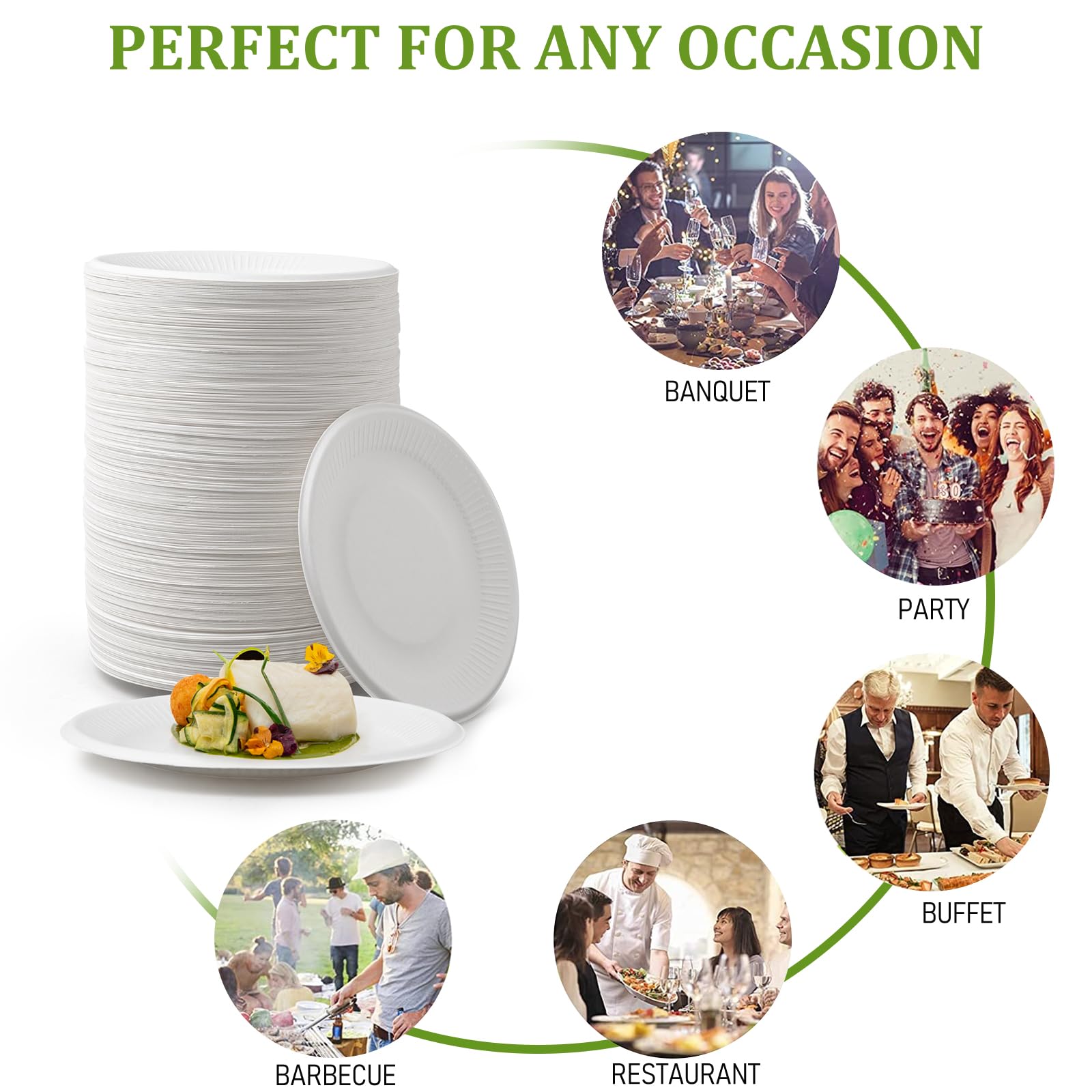 Snapklik.com : Komphy 300 Pack Disposable Paper Plates, 6 Inch 100% ...