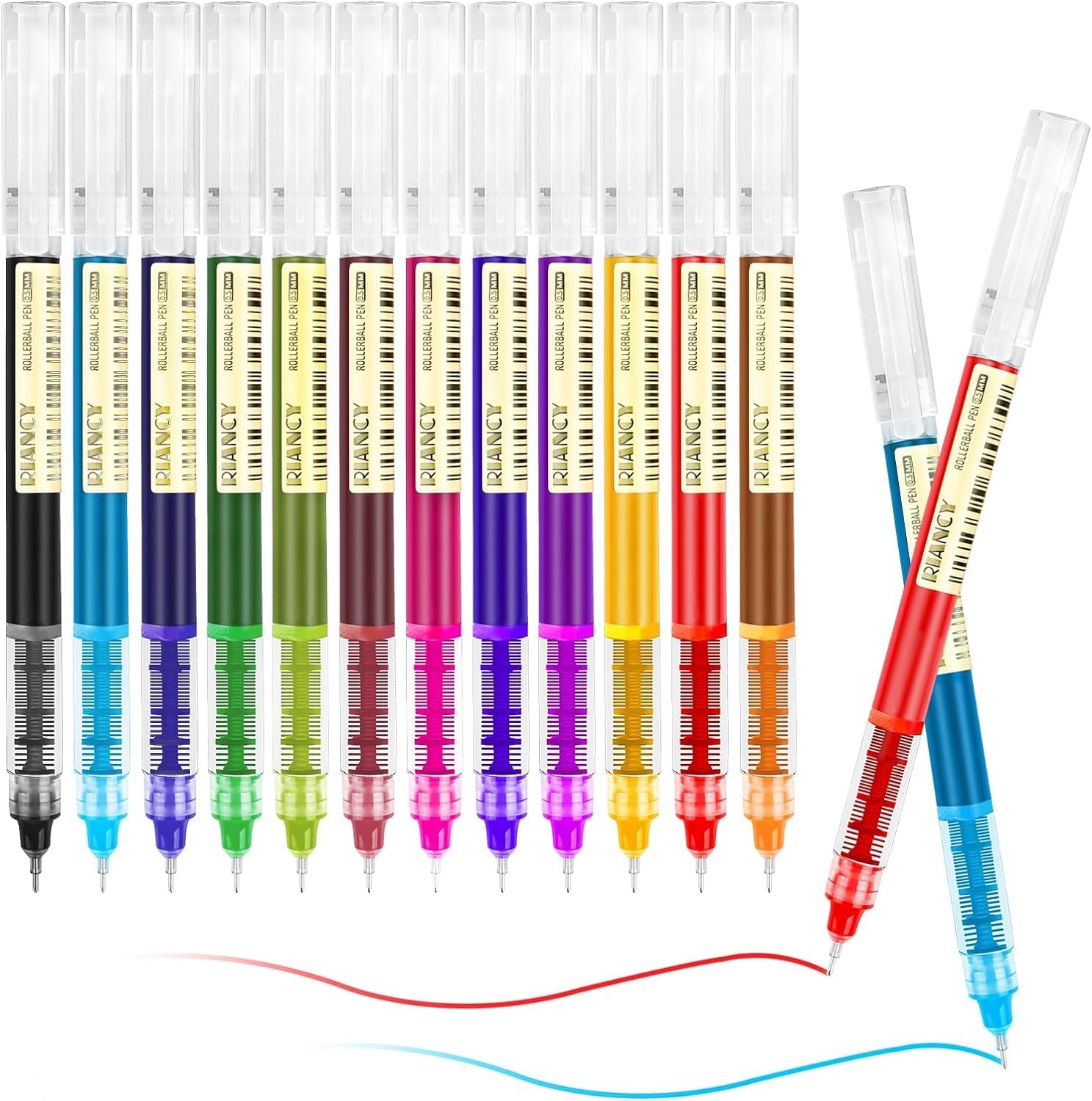 Gelanty Rollerball Pens, 12 Colorful Gel Pens for Writing, Liquid Ink ...