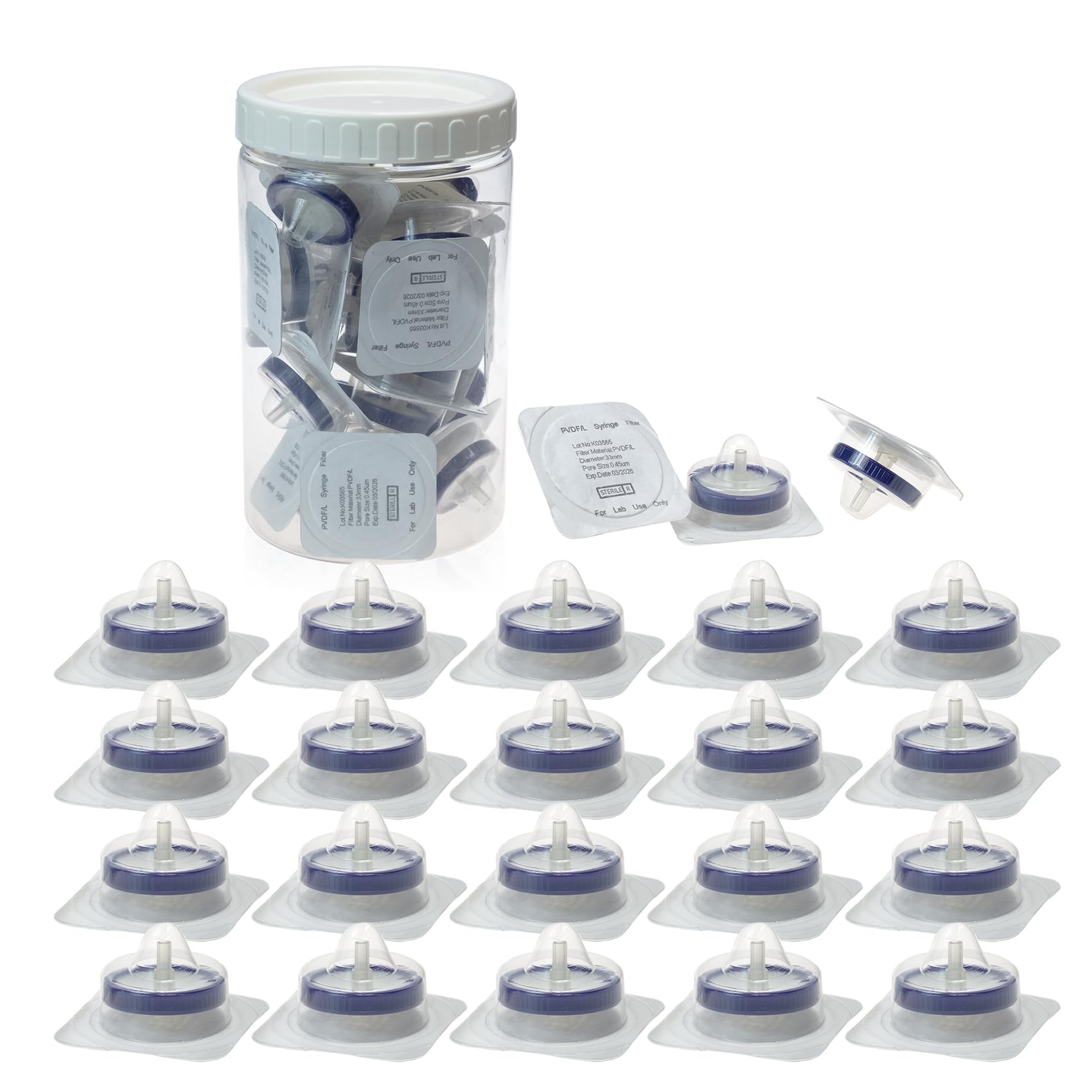 Snapklik.com : Sterilized Syringe Filter PVDF 20 Pack, 0.45 Um Pore ...