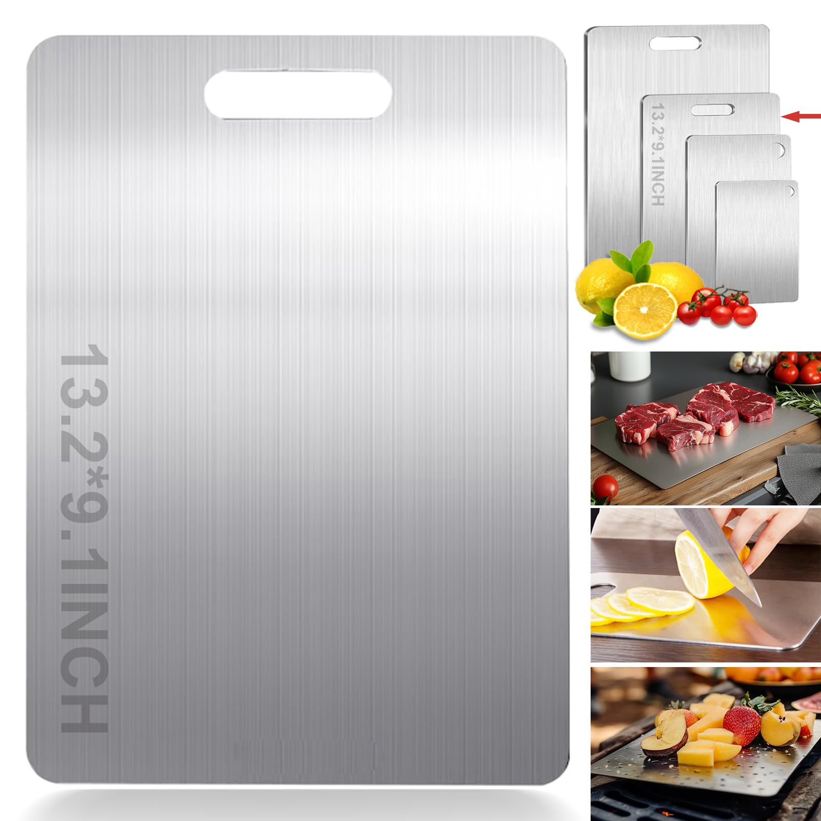 Amazon.com: Stainless Steel Cutting board, Double sided Titanium Alloy ...