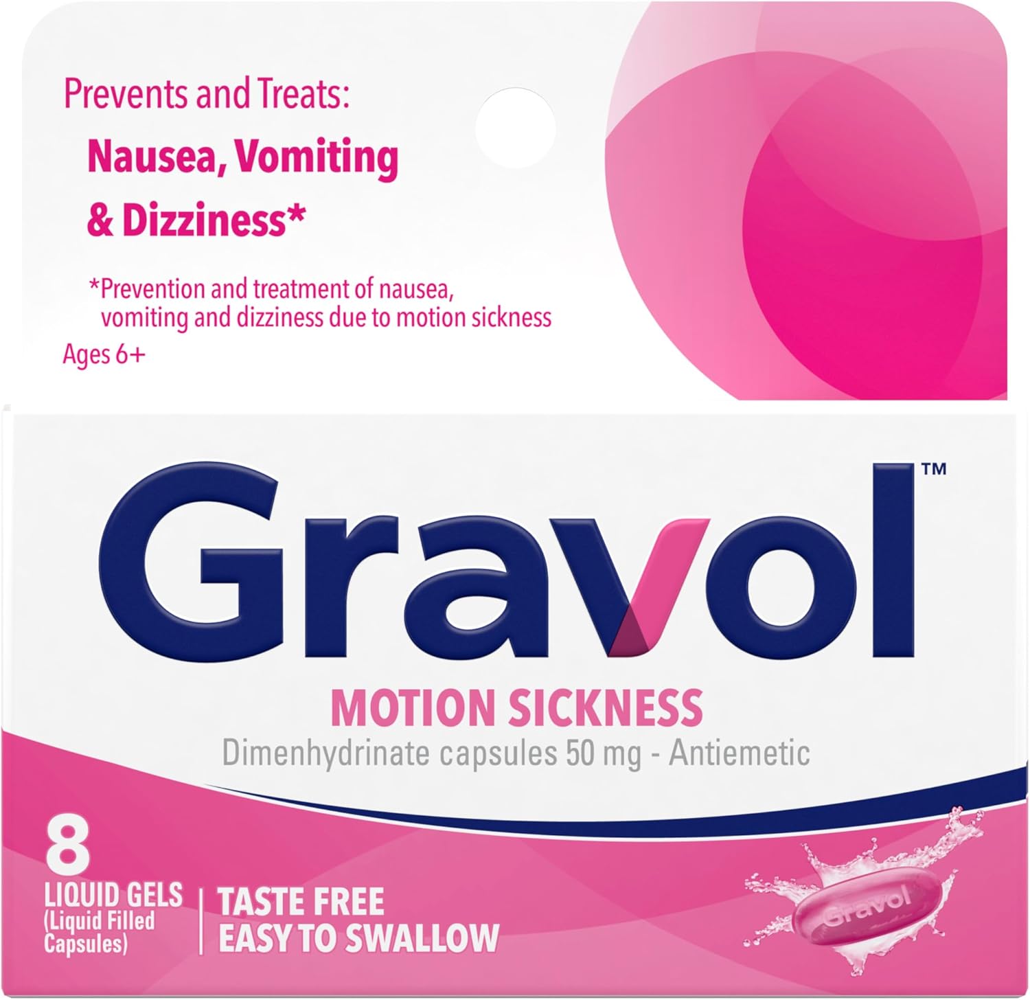 Amazon.com: Gravol Liquid Gels 50mg for Motion Sickness Prevention and ...