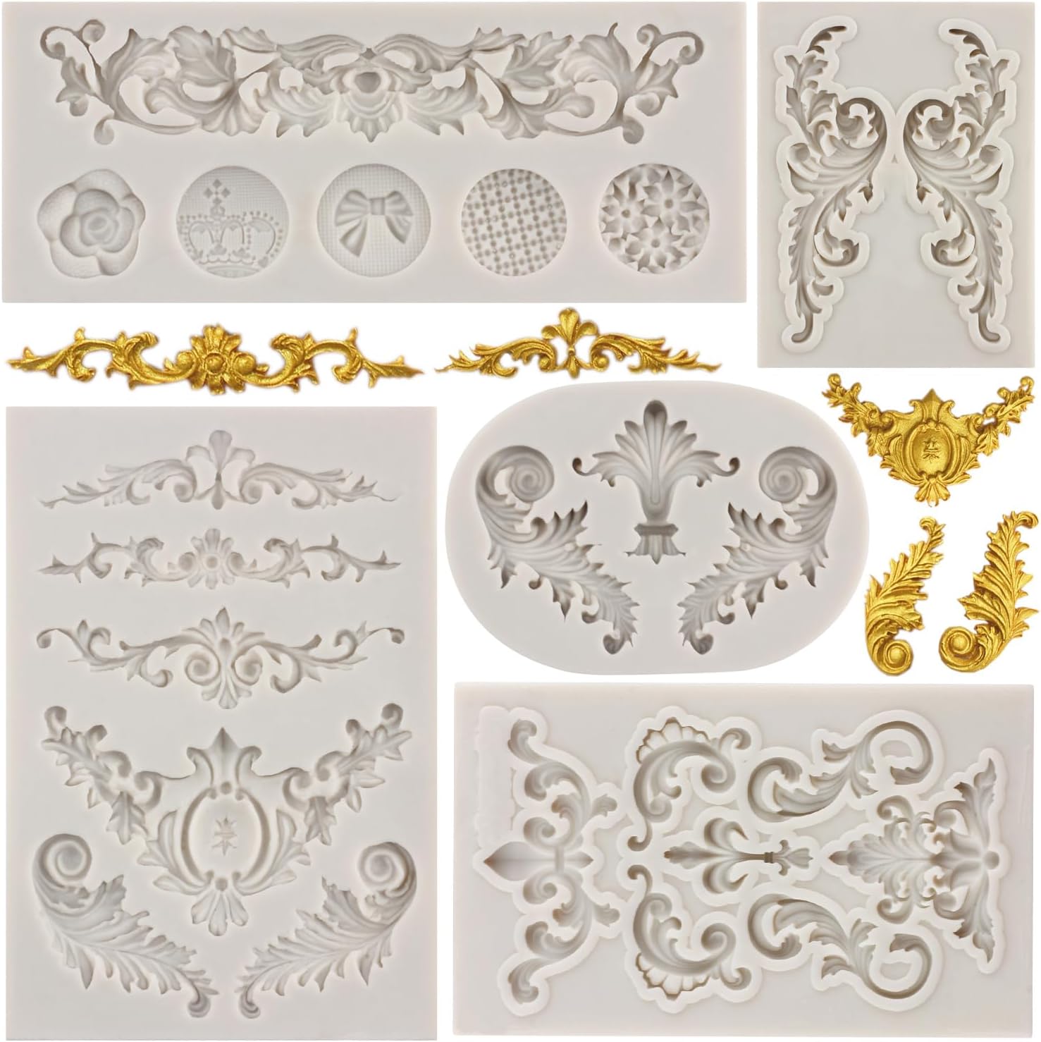 Amazon.com: Sijiangmold Baroque Fondant Molds Curlicues Scroll Lace ...