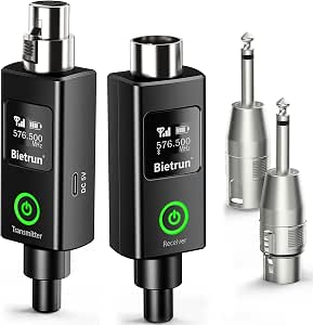 Bietrun Wireless XLR Transmitter Receiver with 48V Phantom Power ...