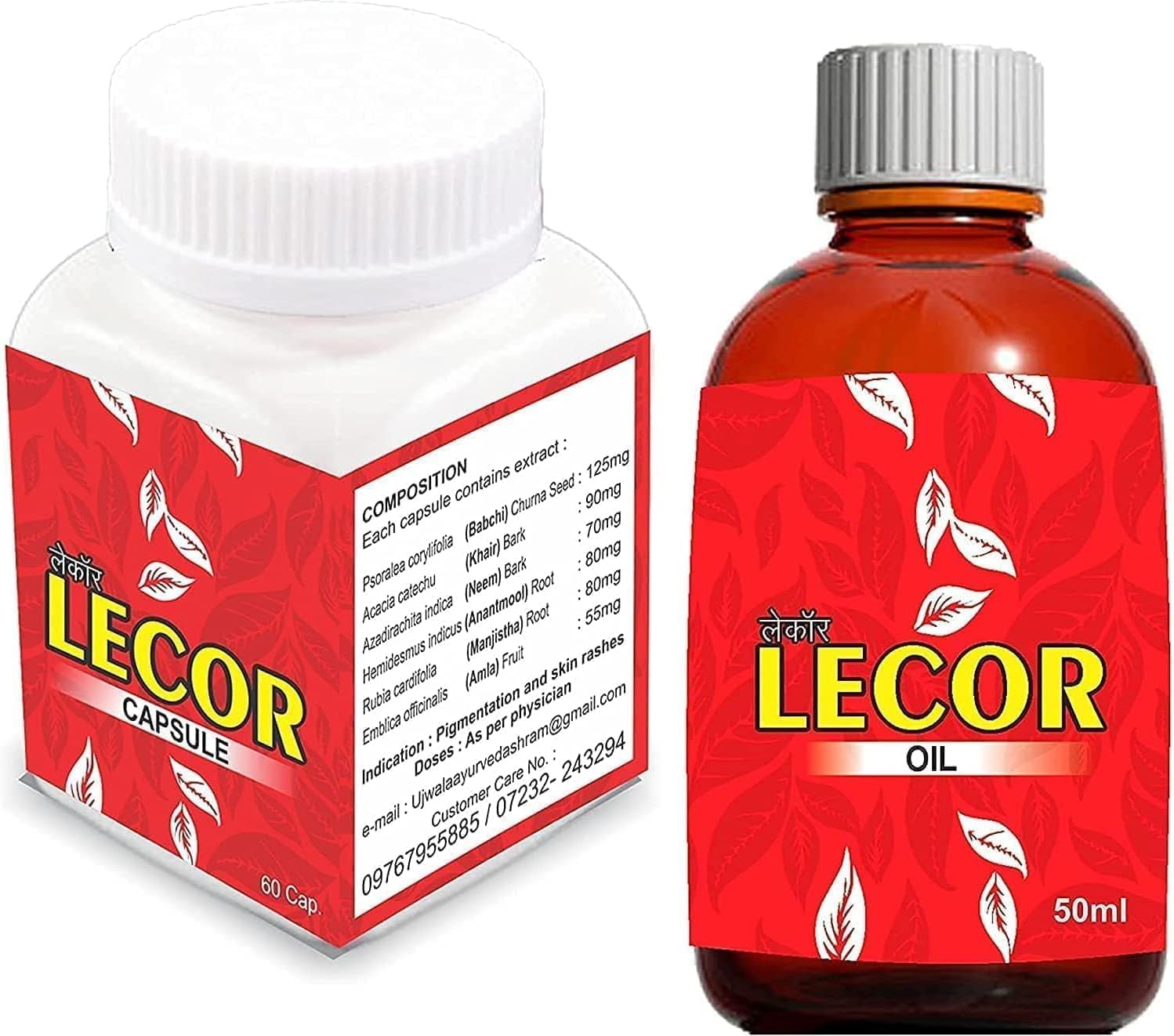 fall Lecor Vitiligo Capsule 60 capsules + huile LECOR 50 ml : Amazon.fr ...