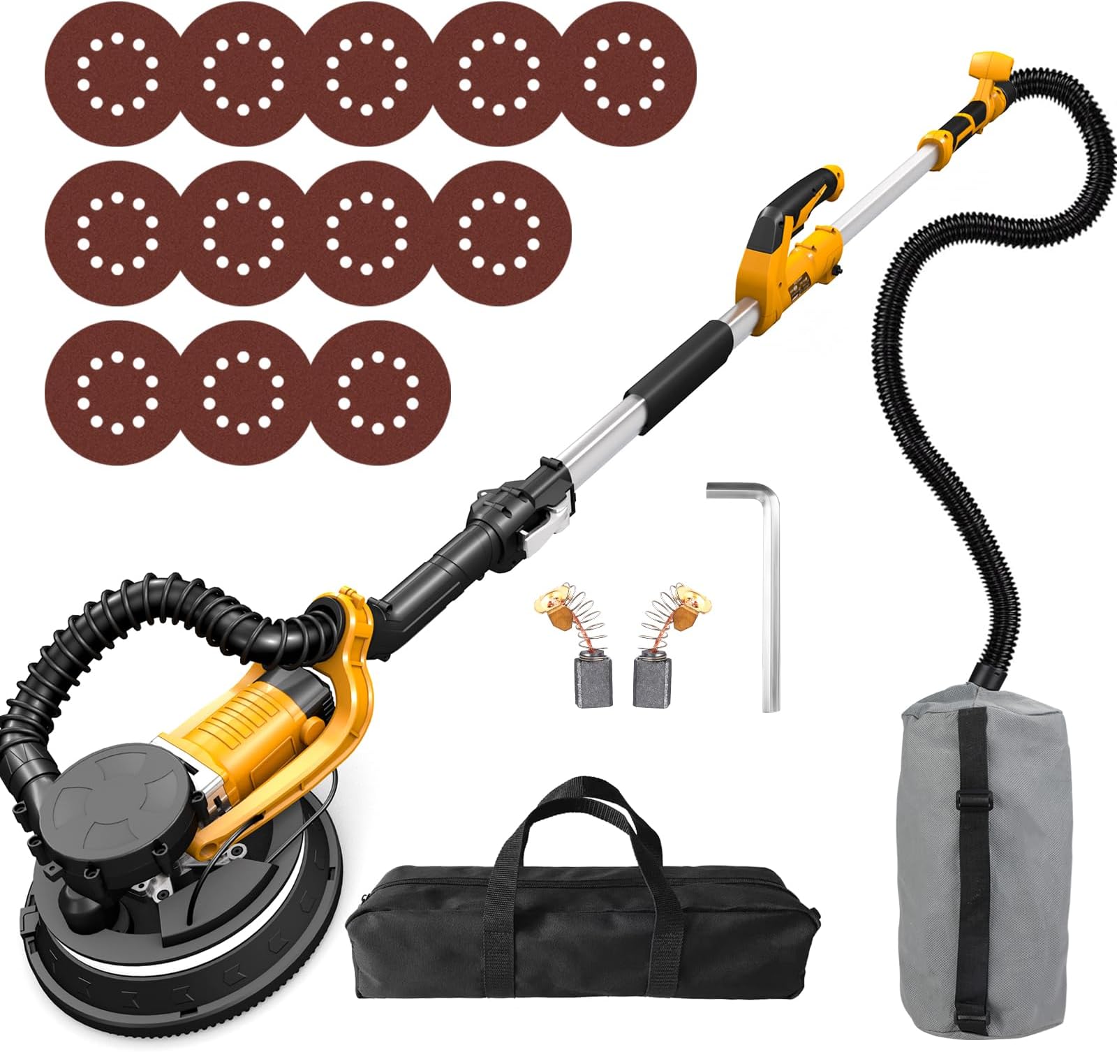 ZHJAN Drywall Sander with Vacuum Auto Dust Collection(880W),Double-Deck ...