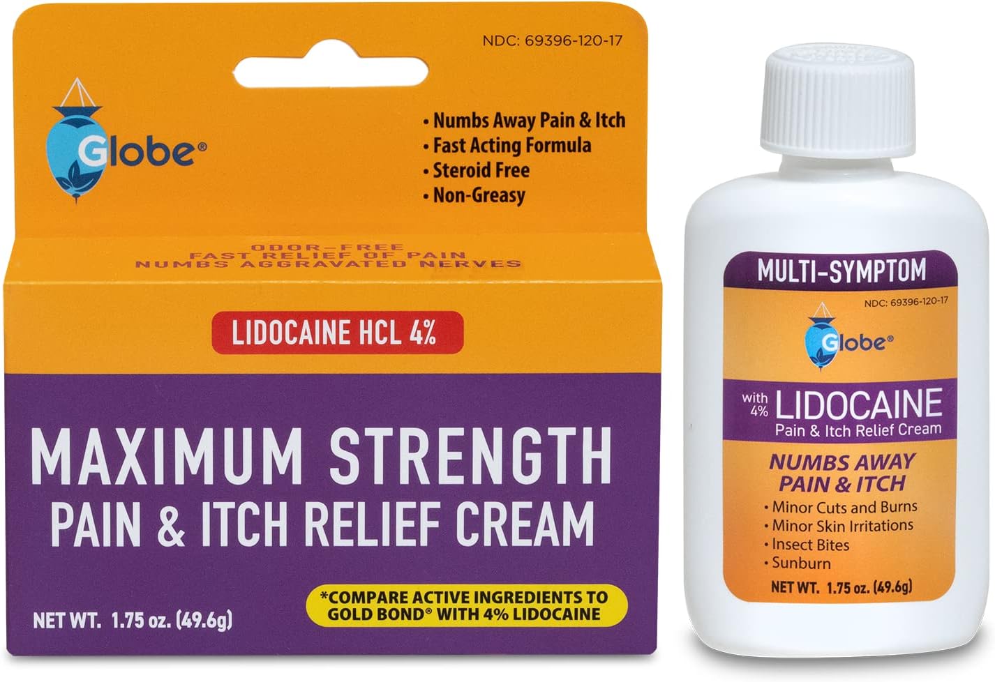 Amazon.com: Globe Lidocaine 4% Multi-Symptom Cream 1.75 Ounce, Non ...