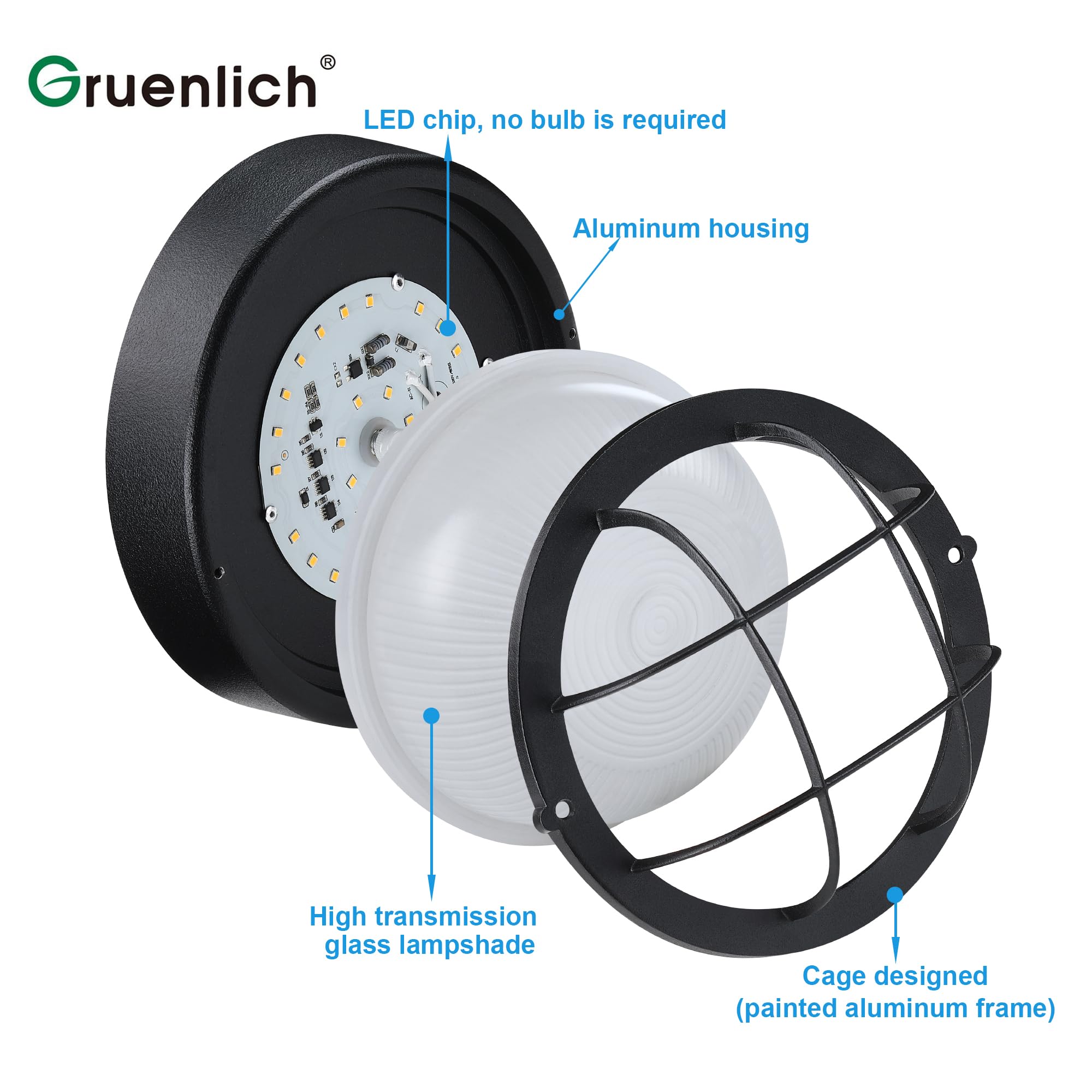 Snapklik.com : 8 Round LED Bulkhead Light Fixture, Outdoor Wall Lights ...