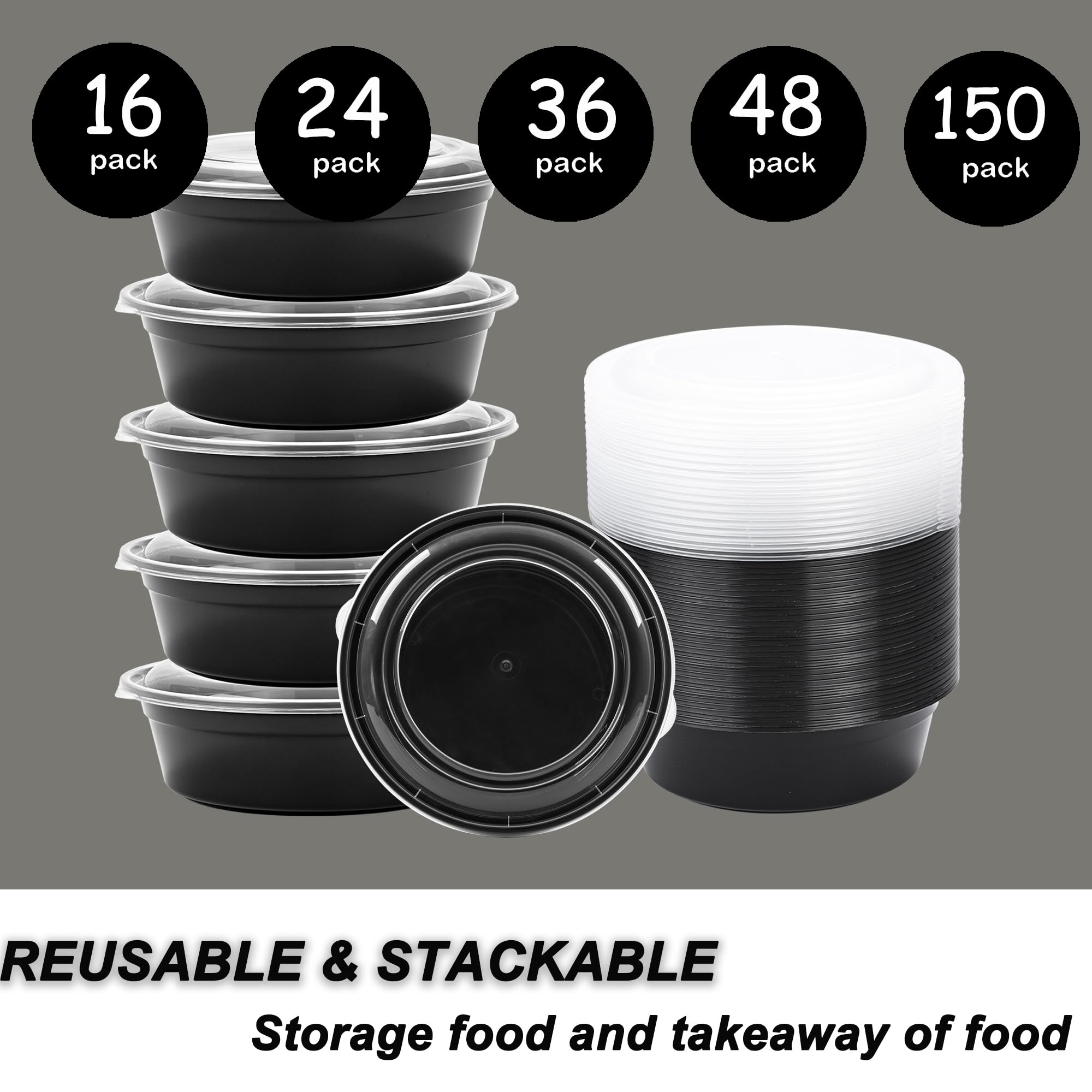 Snapklik.com : LOKATSE HOME 32 Oz Round Meal Prep Containers