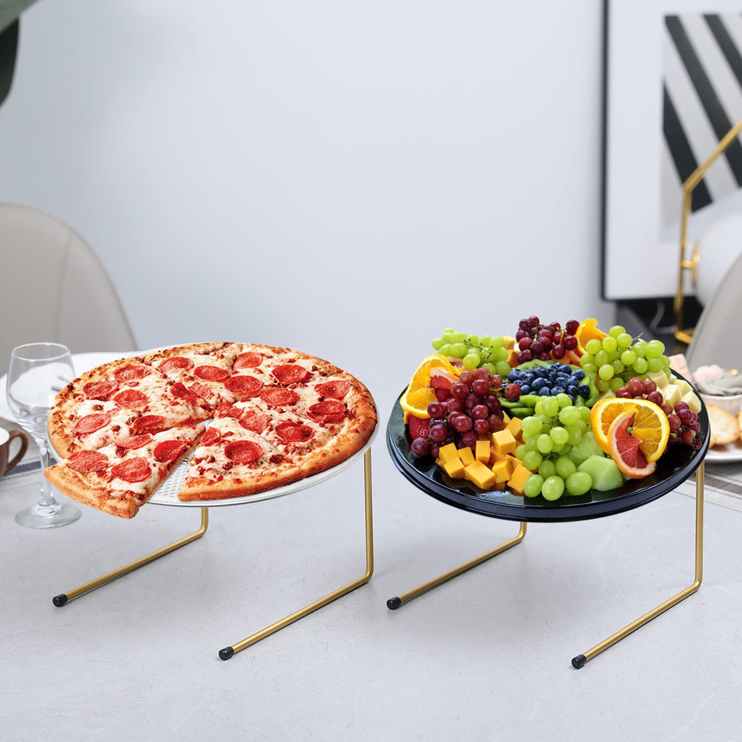 Snapklik.com : MyGift Brass Metal Pizza Table Stands