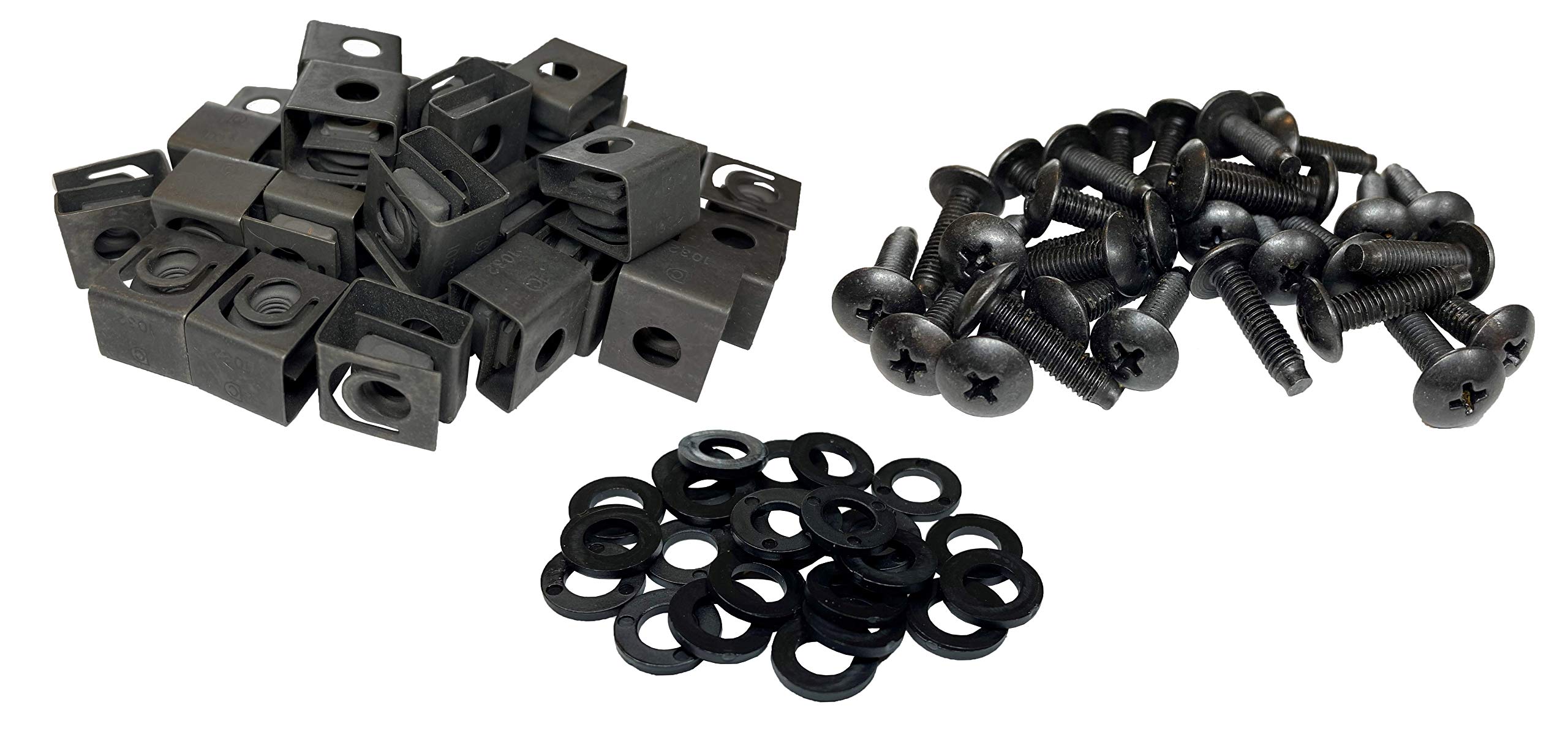 RackGold Black M6 Cage Nut & Screws w/Washers 25-Pack USA Made ...