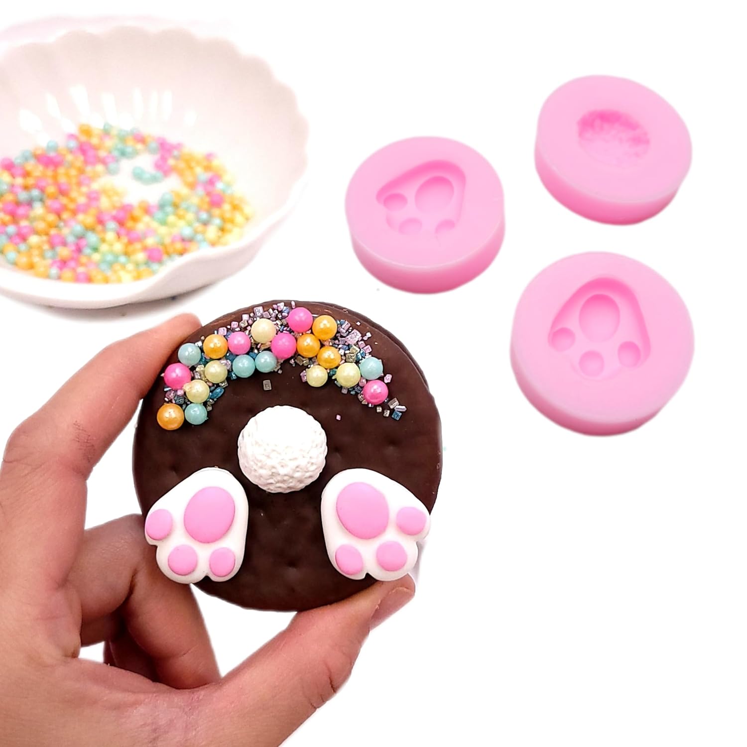 Amazon.com: Bunny paws silicone mold, 2 Paws 1 tails silicone mold ...