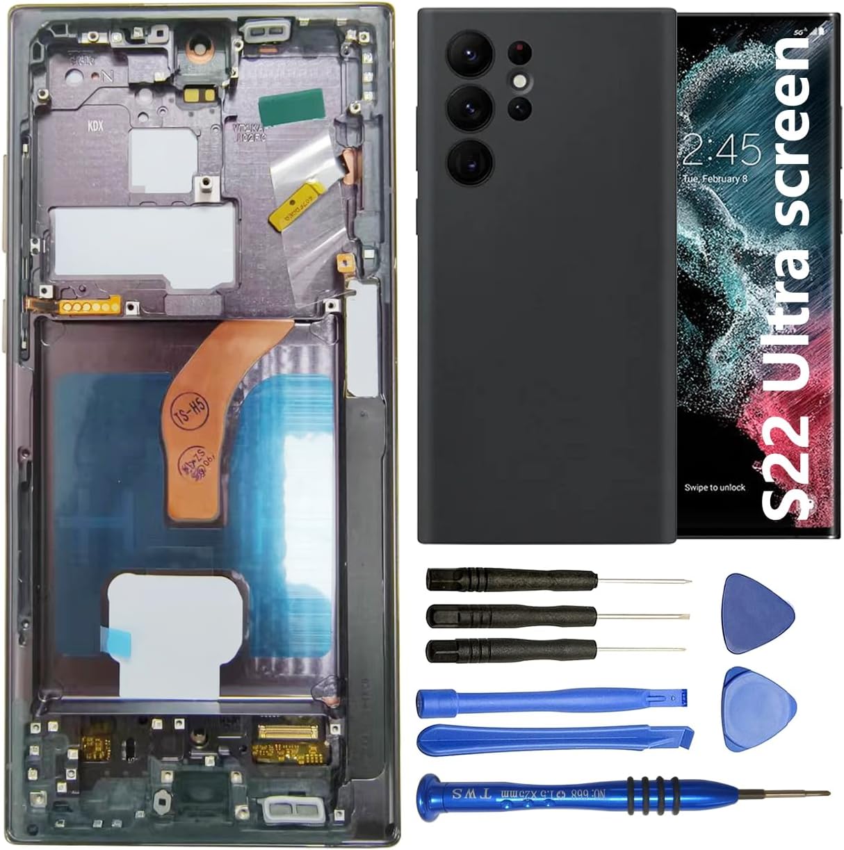 Amazon.com: Screen Replacement for Samsung Galaxy S22 Ultra 5G S908E S908E/DS S908U S908W S908B ...