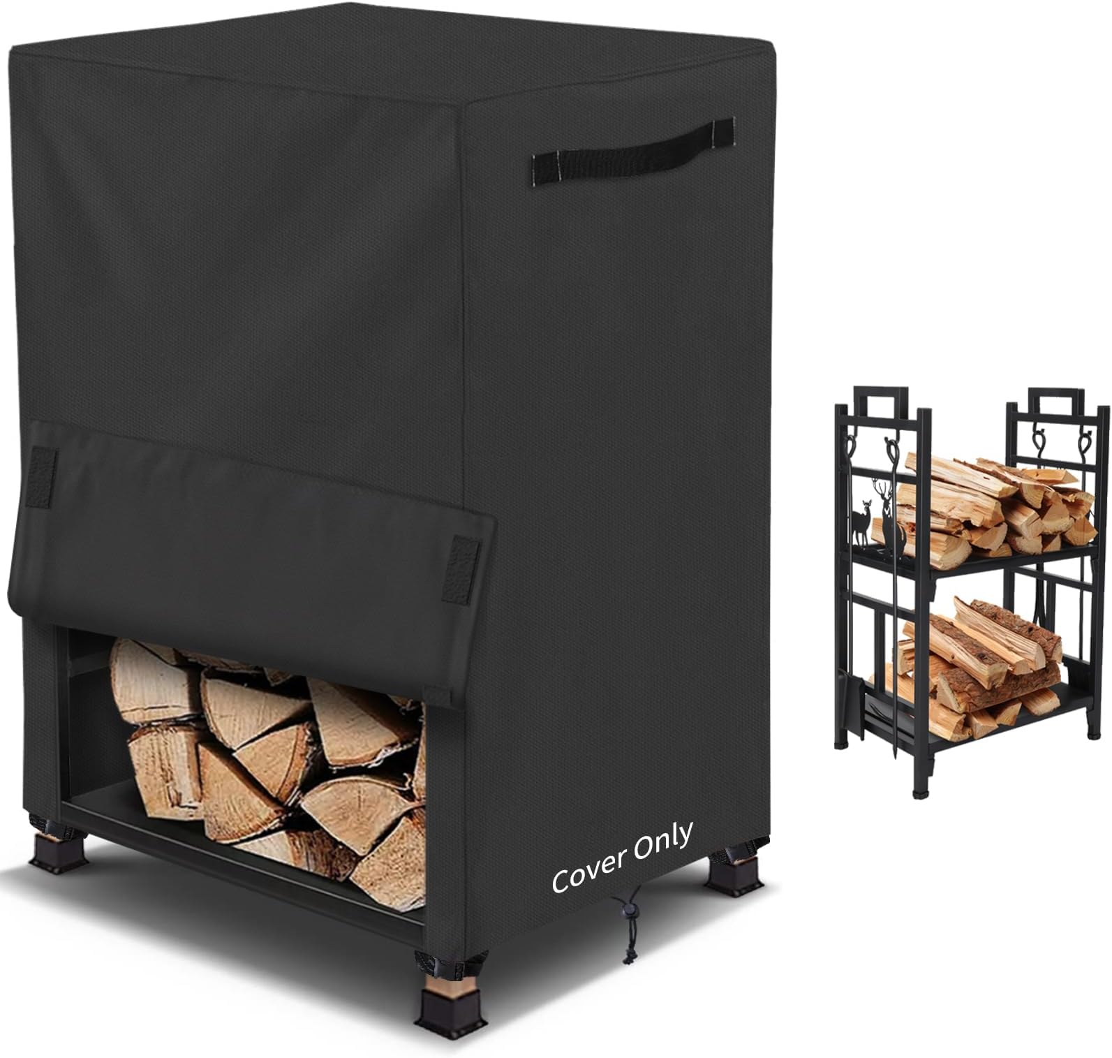 Amazon.com : Woodhaven 3 Foot Black Firewood Rack With Cover - Metal ...