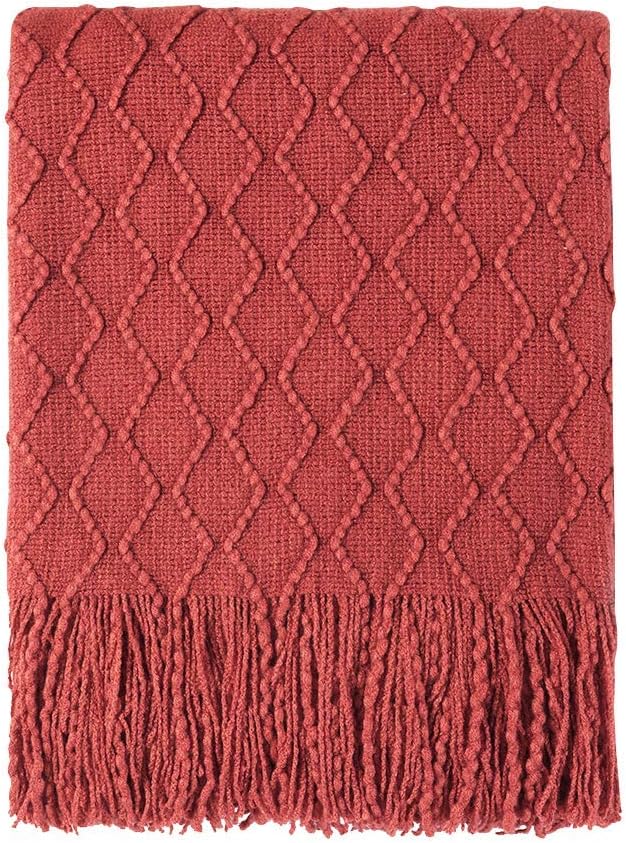 Amazon.com: BOURINA Rust Throw Blanket 50x60 Inches Throw Textured ...