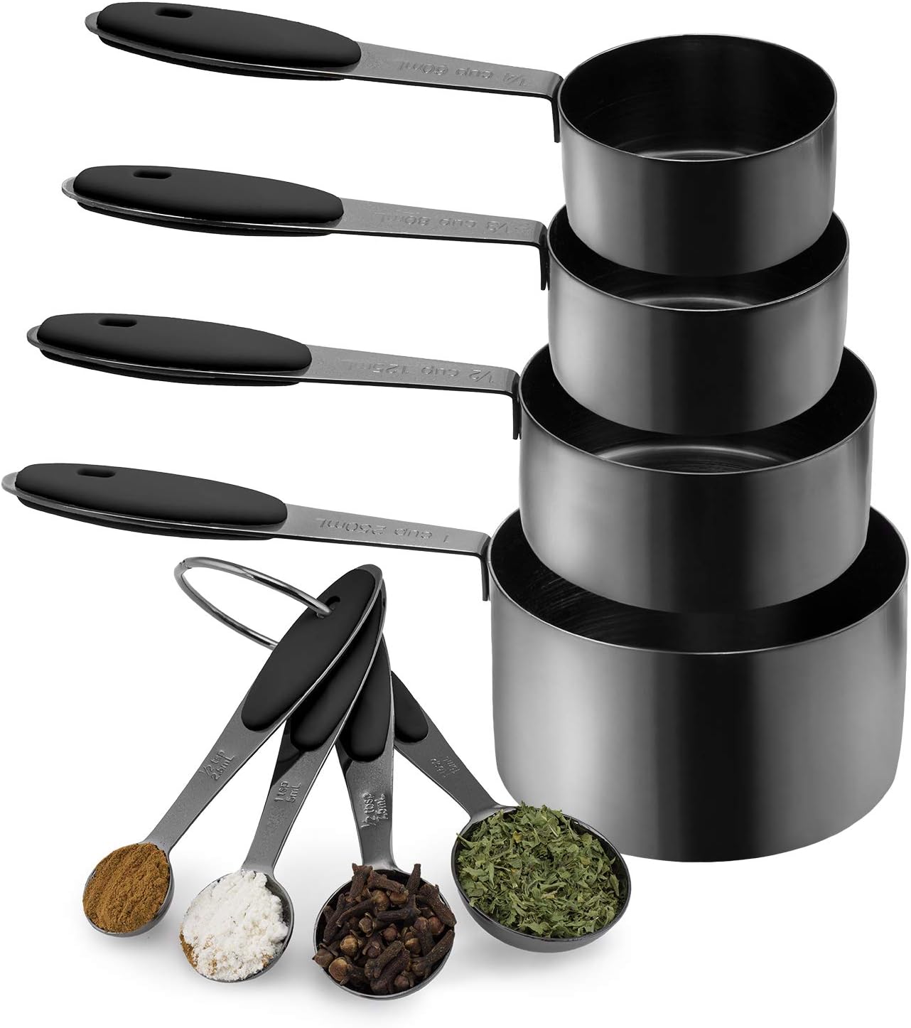 Amazon.com: Country Kitchen 8-Piece Gunmetal Measuring Cups and ...