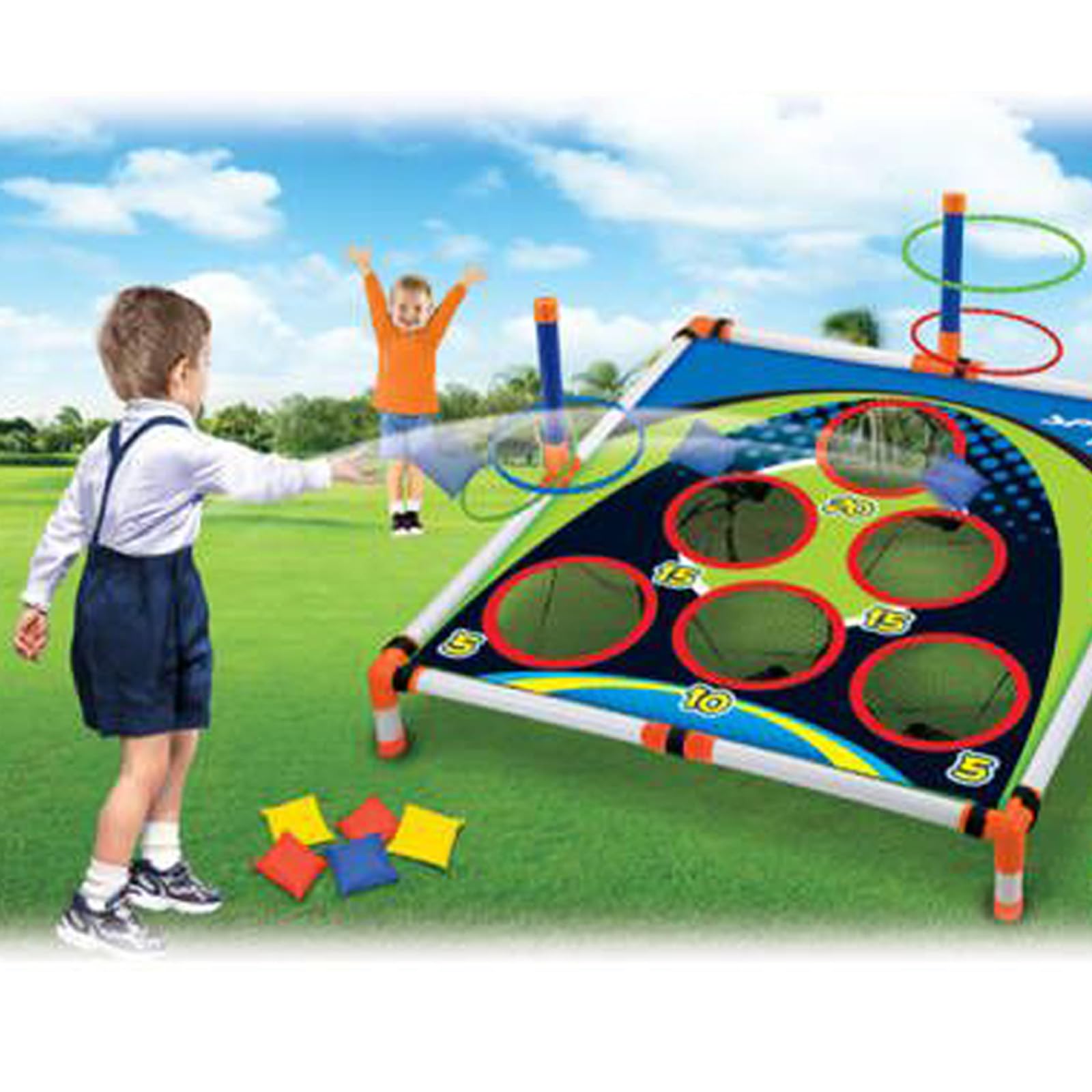 TECHPLUS Kids Tossing Game Set, Indoor & Outdoor Fun, Kids Toss Game with Soft Foam Targets is a ...