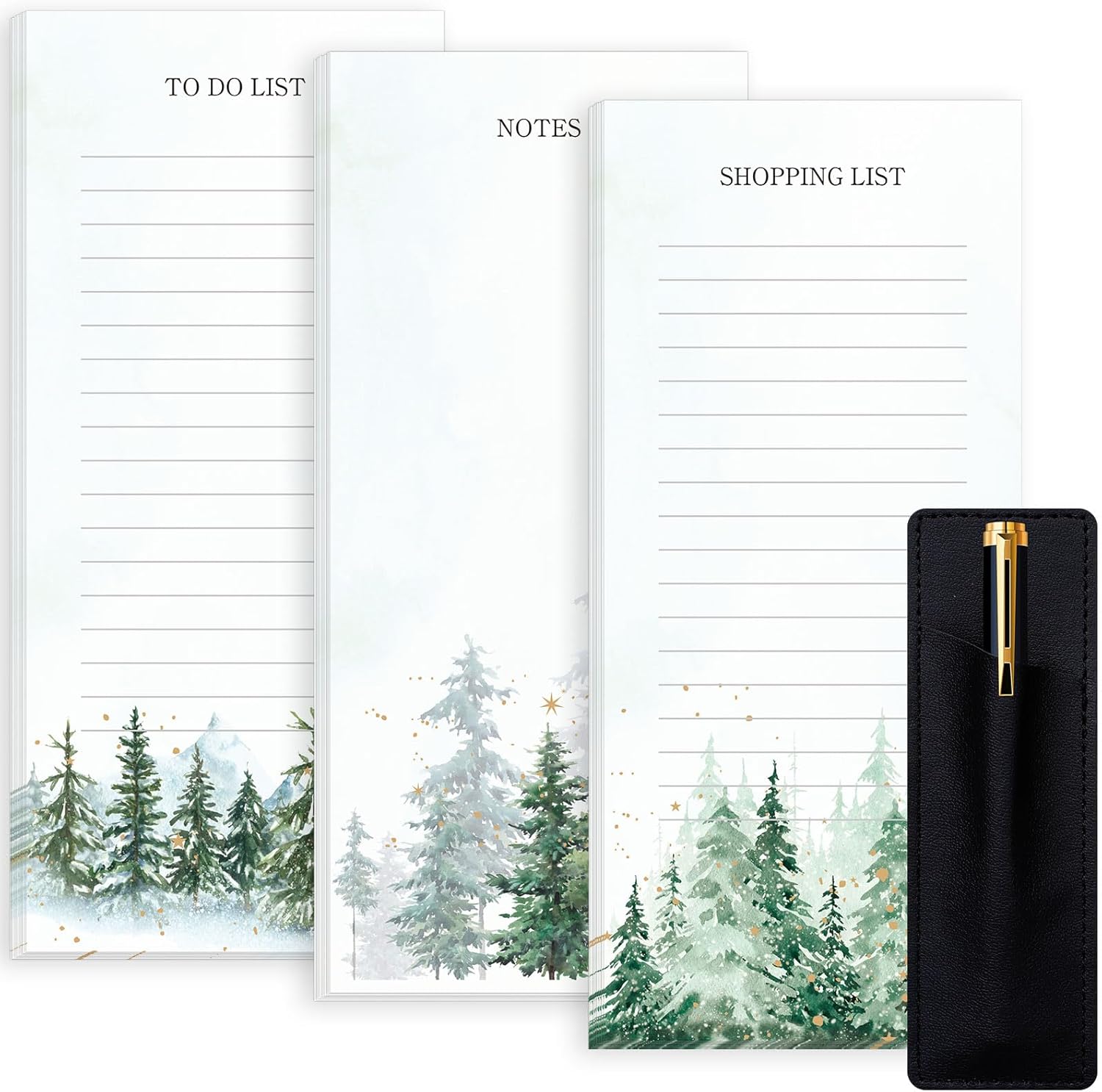 Amazon.com : Whaline 3Pcs Green Forest Magnet Notepad Watercolor Trees ...