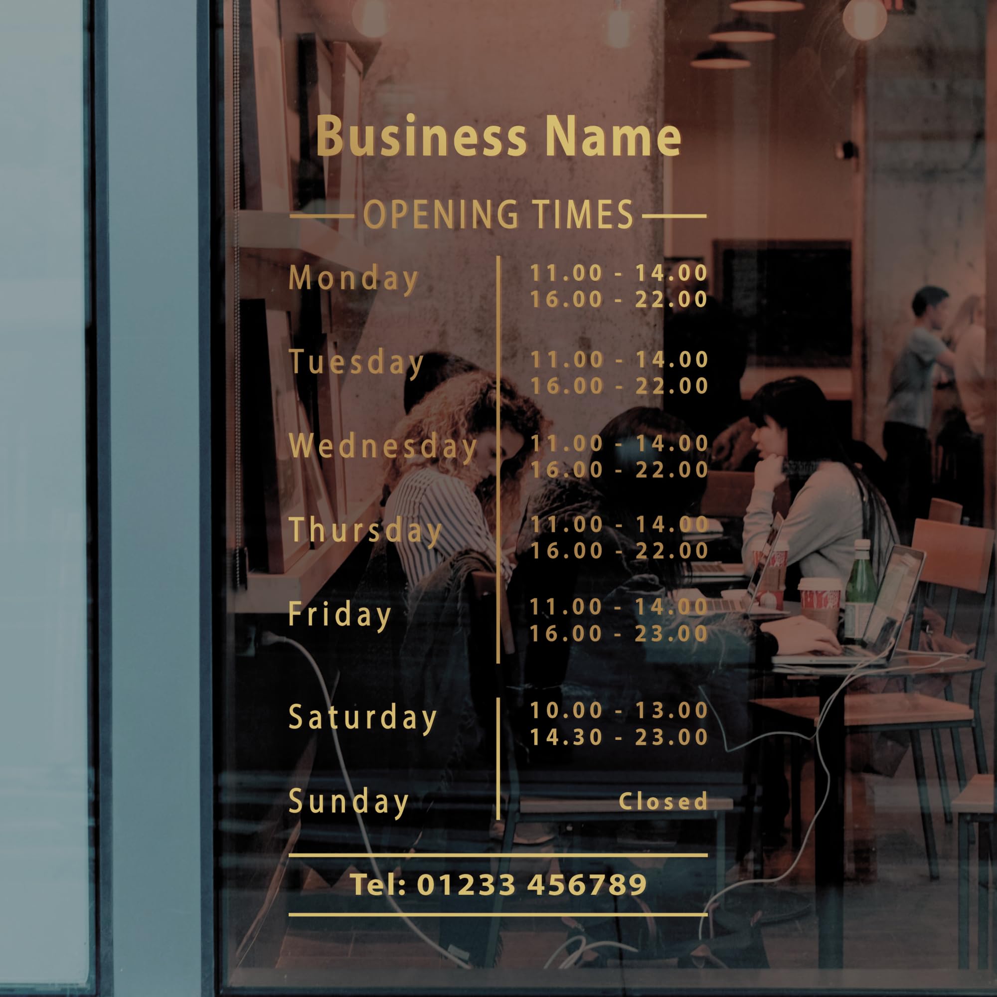 Opening Times Custom Shop Window Sticker - Personalised with Times ...