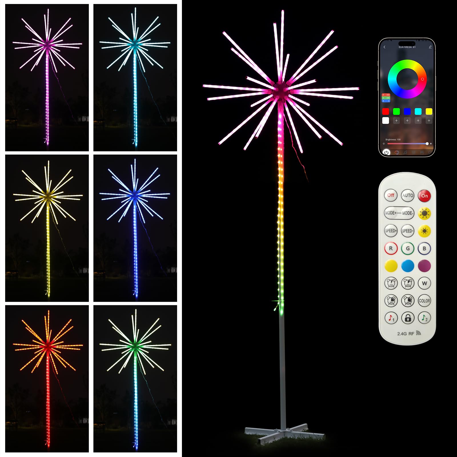 Amazon.com: Mengstart Outdoor Firework Christmas Tree Smart LED Lights ...