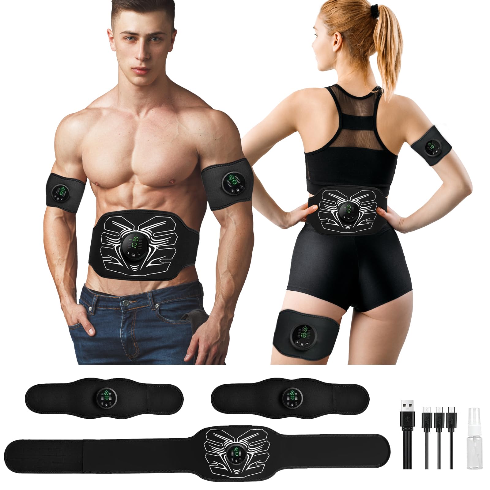 Amazon.com: EMS Muscle Stimulator，AB Stimulator, AB Machine, Black ...