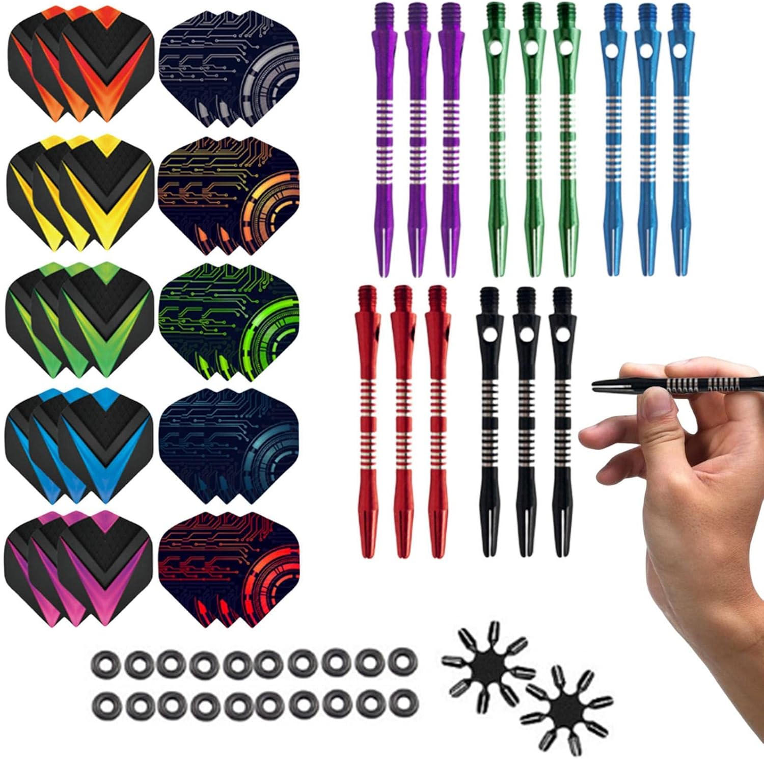 holexty Aluminum Dart Shafts - Professional Tip Darts Supplies Set ...