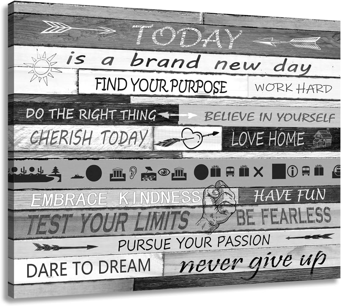 Amazon.com: Woxfcart Inspirational Quotes Canvas Wall Art, Black and ...